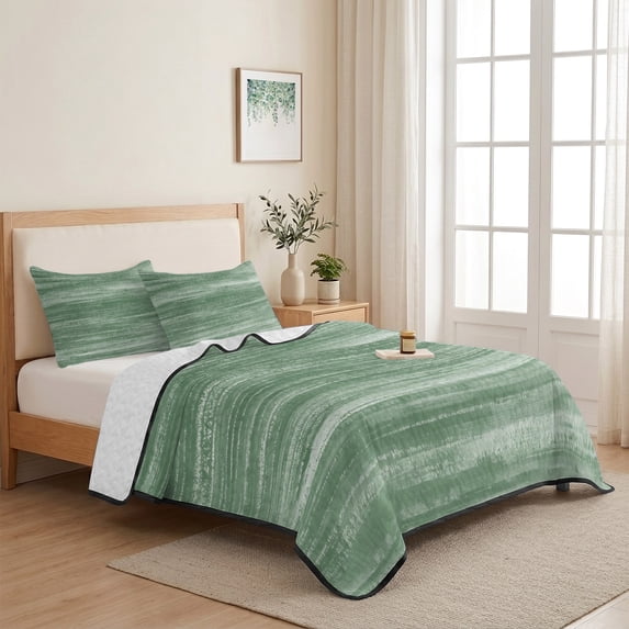3 Piece Summer Bed Quilt Set Twin XL Size,Retro Sage Green Texture ...