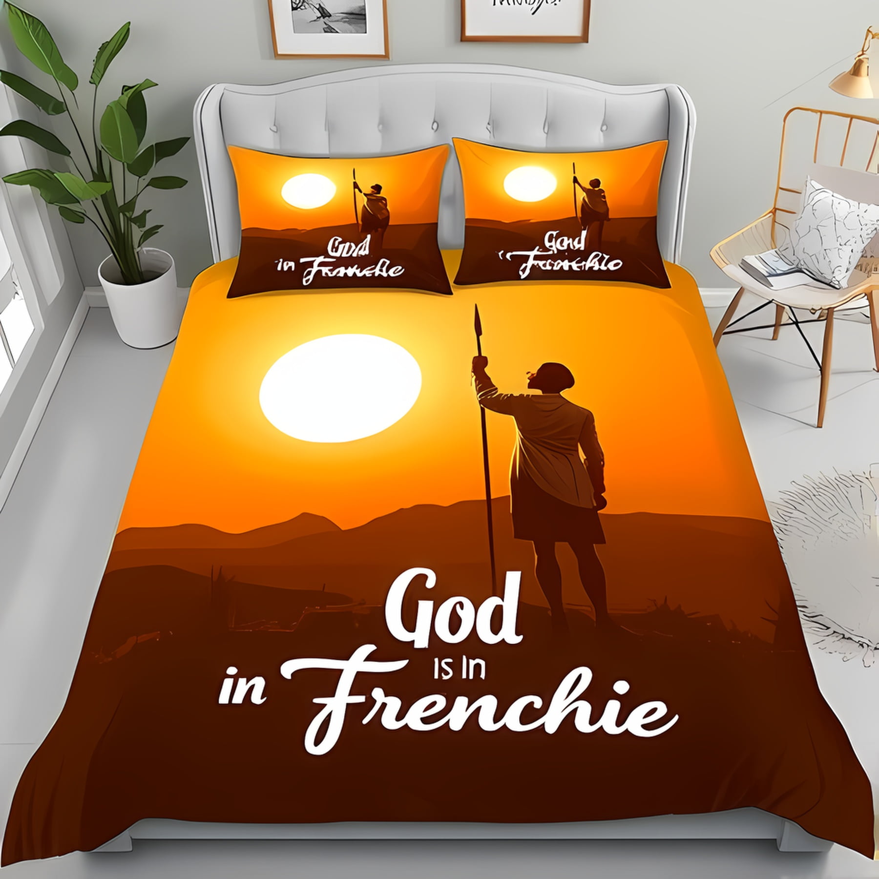 3-Piece Sunset Landscape Bedding Set with Pillowcases - "God is in ...