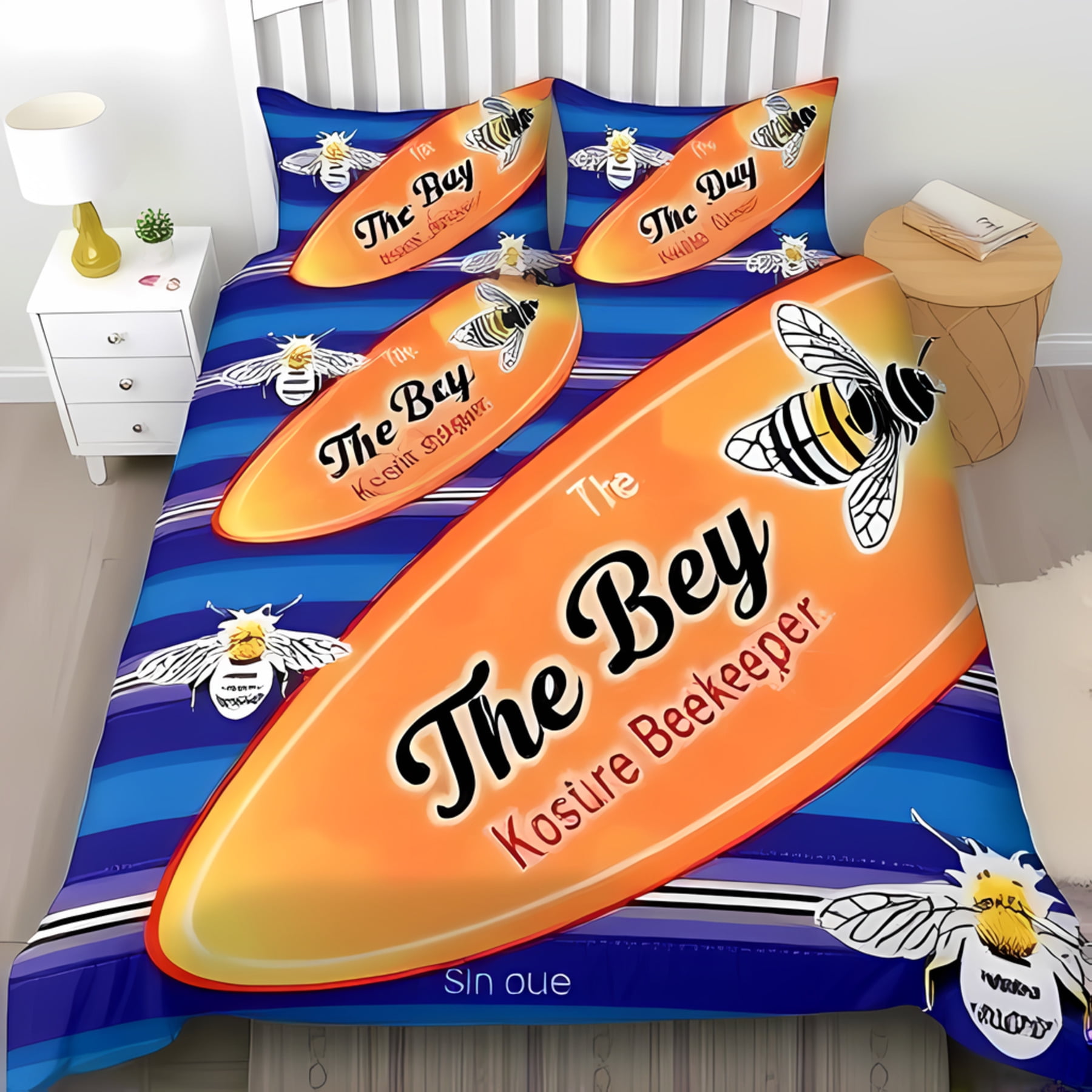 3-Piece Surfboard & Beekeeper Duvet Cover Set - Whimsical Bedding ...