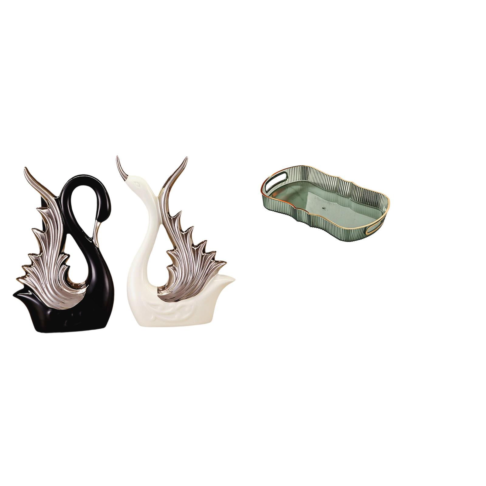3 Piece Swan Statue Ceramic Sculpture Storage Tray Smooth Material for ...