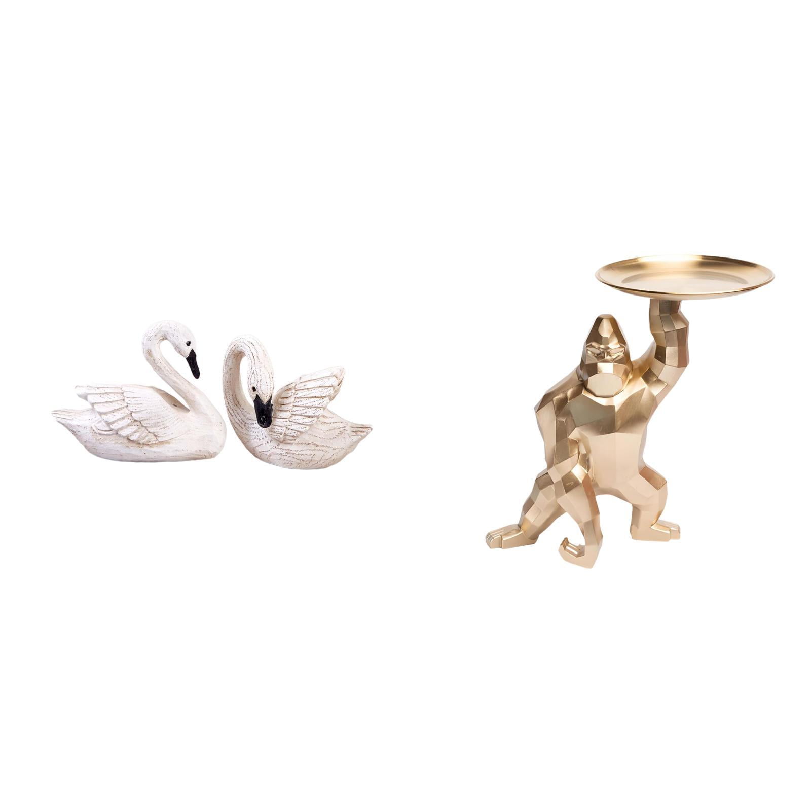 3 Piece Swan Statue Figurine Sculpture Durable Resin Material for Home ...