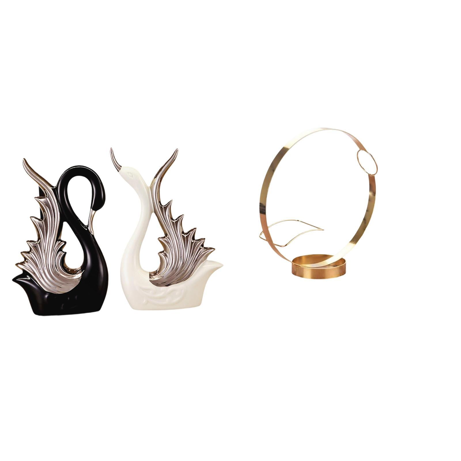 3 Piece Swan Statue Wine Bottle Holder Sculpture Iron Material for ...