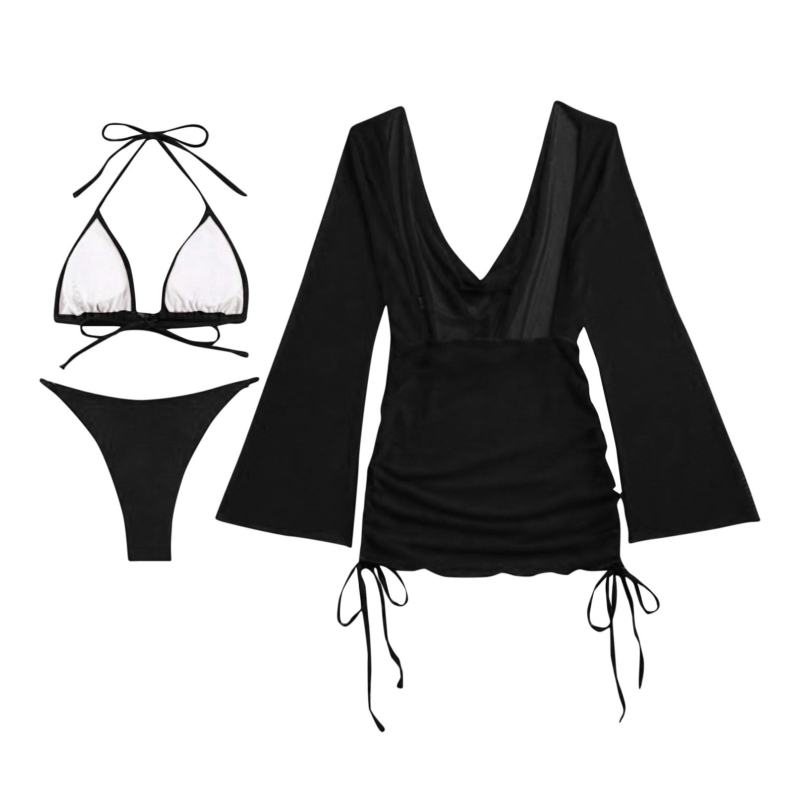3 Piece Swimsuits For Women Sexy Halter Triangle Bikini Sets Bathing