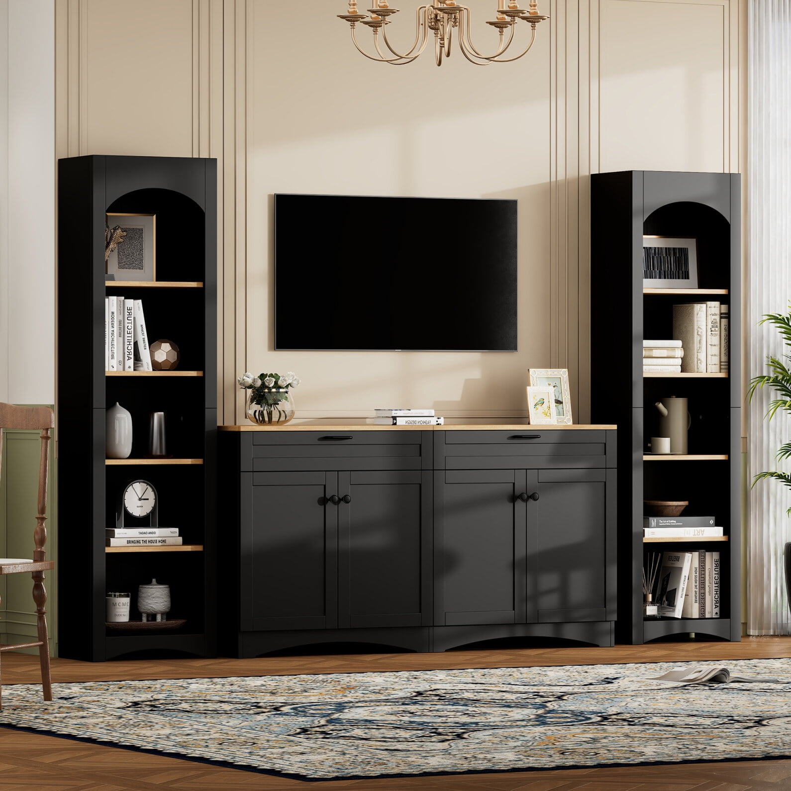 3-Piece TV Stand with Bookshelves for Tvs up to 70", TV Entertainment ...