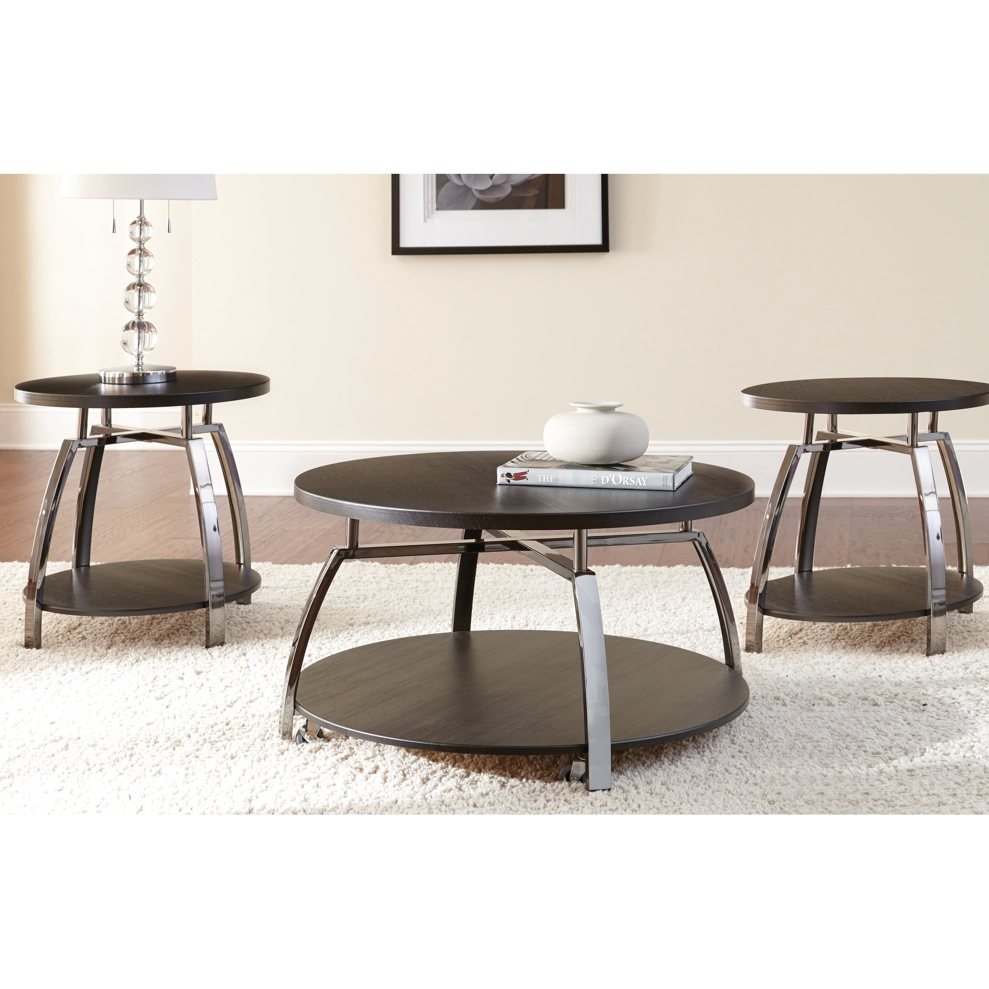 3 Piece Table In Brown - ® 3d Laminate Tops Resisting Scratches And ...