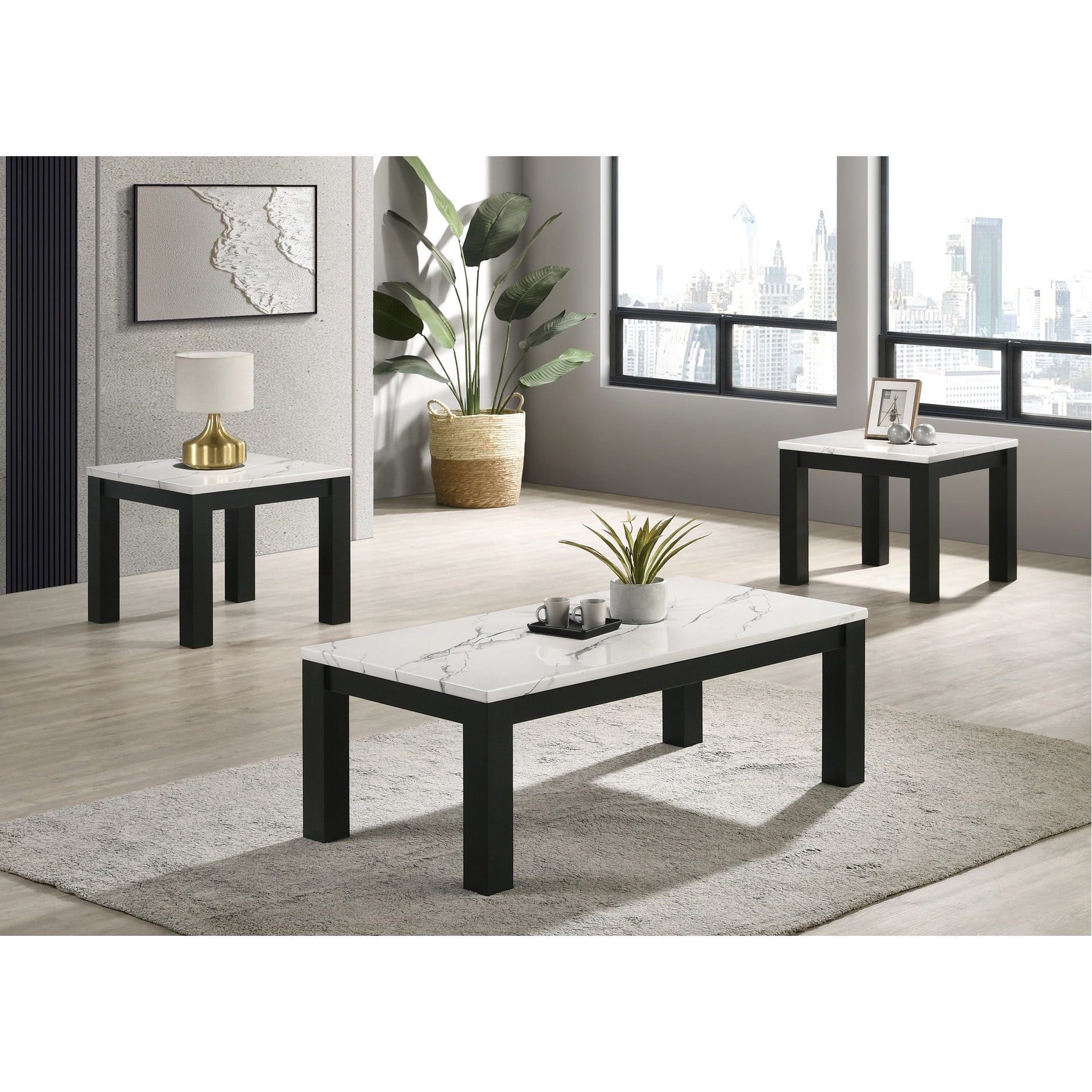 3-Piece Table Set | Contemporary Design for Living Spaces | Faux Marble ...