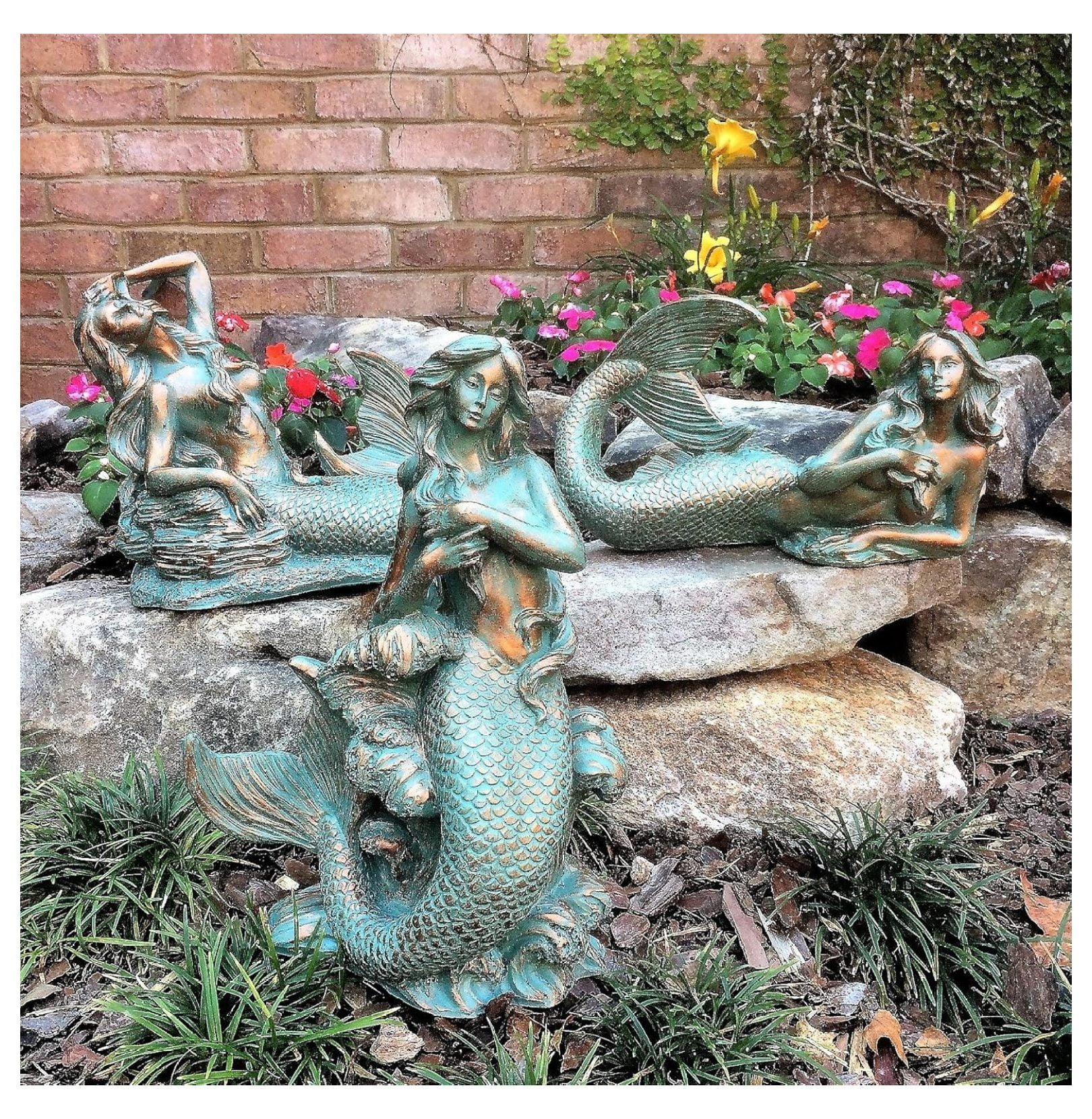 3 Piece Table Top Bronze Beach and Pool Statues - Walmart.com