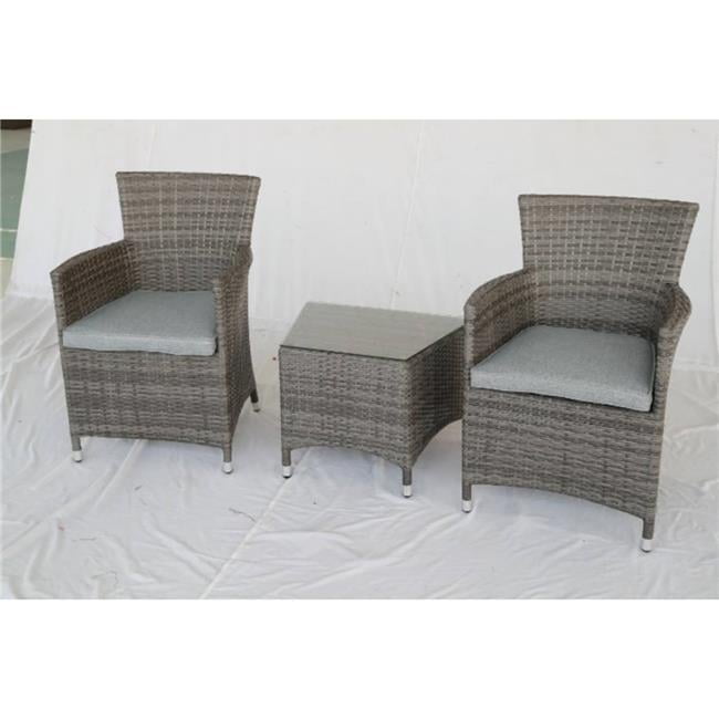 3 Piece Tashelle Patio Bistro Set - Gray Fabric & Gray Wicker - Walmart.com