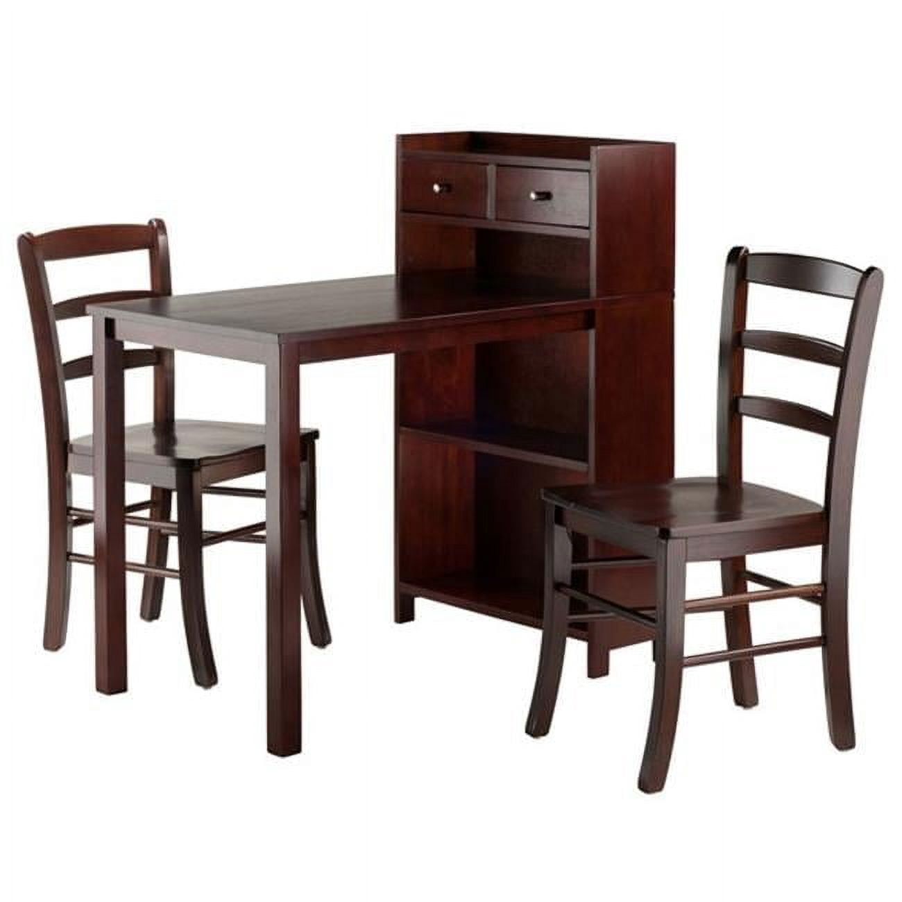 3 Piece Taylor Drop Leaf Table with Ladder Back Chair Set, Walnut ...