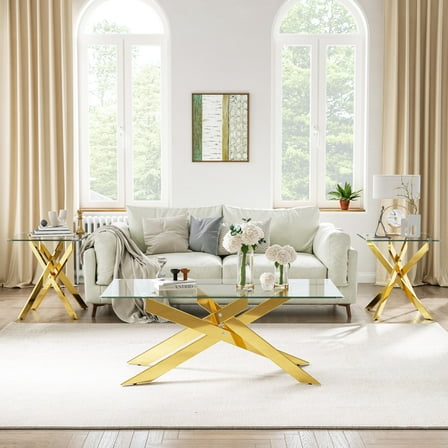 ZUO Davis Steel Metal and Tempered Glass Coffee Table Set in Black ...