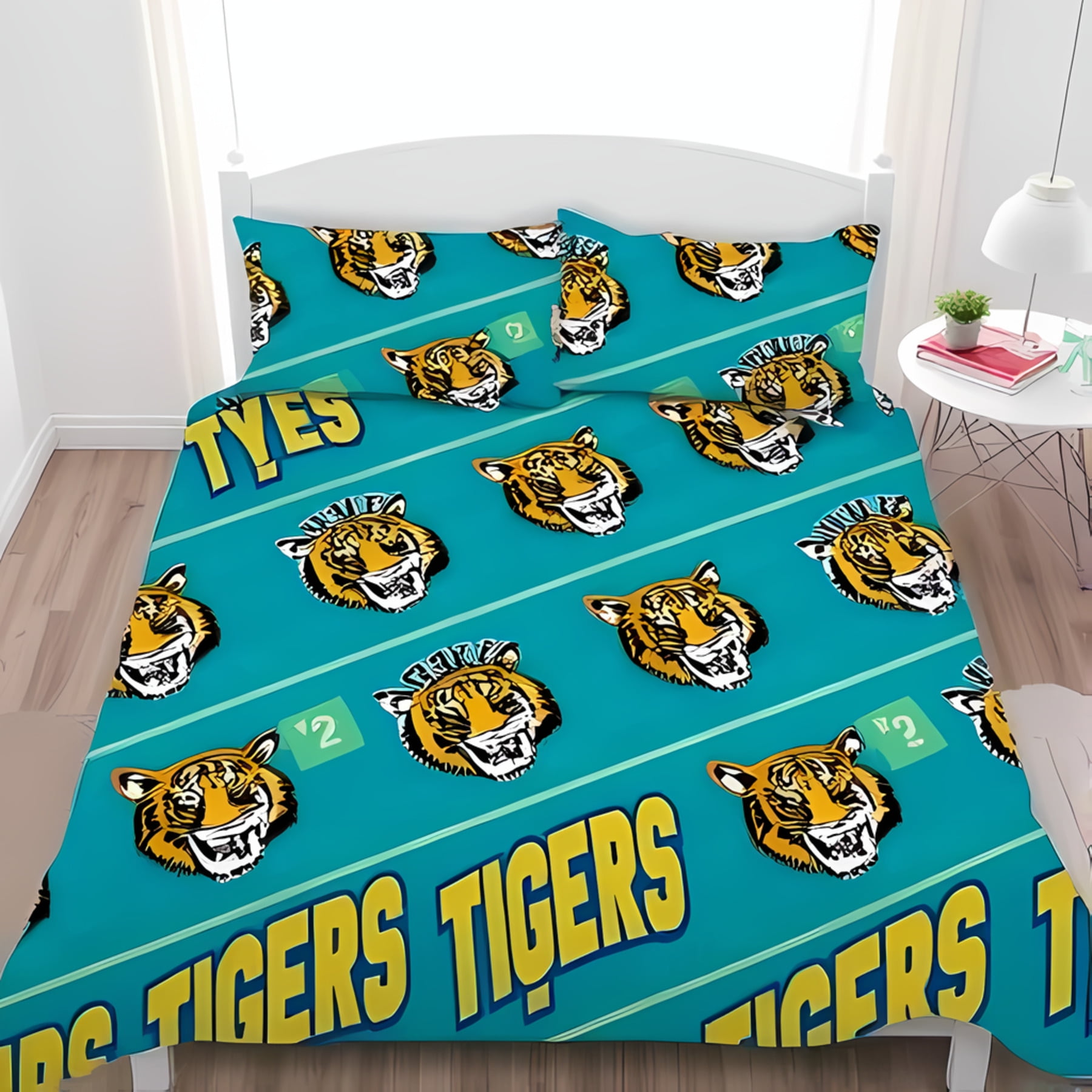 3-Piece Tiger Motif Duvet Cover Set - Vibrant Bedding with Playful ...