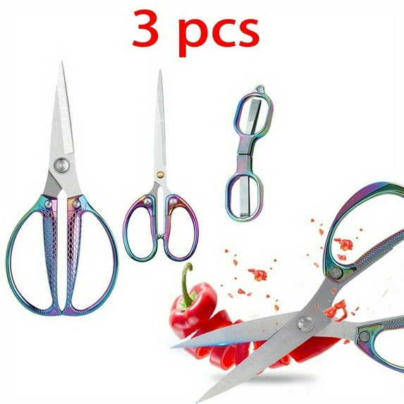 3-Piece Titanium Coated Kitchen Scissors Set, Heavy Duty Multi-Purpose ...