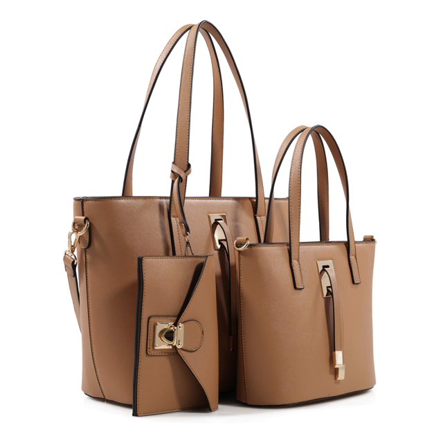 3-Piece Tote Handbag Set- Camel - Walmart.com