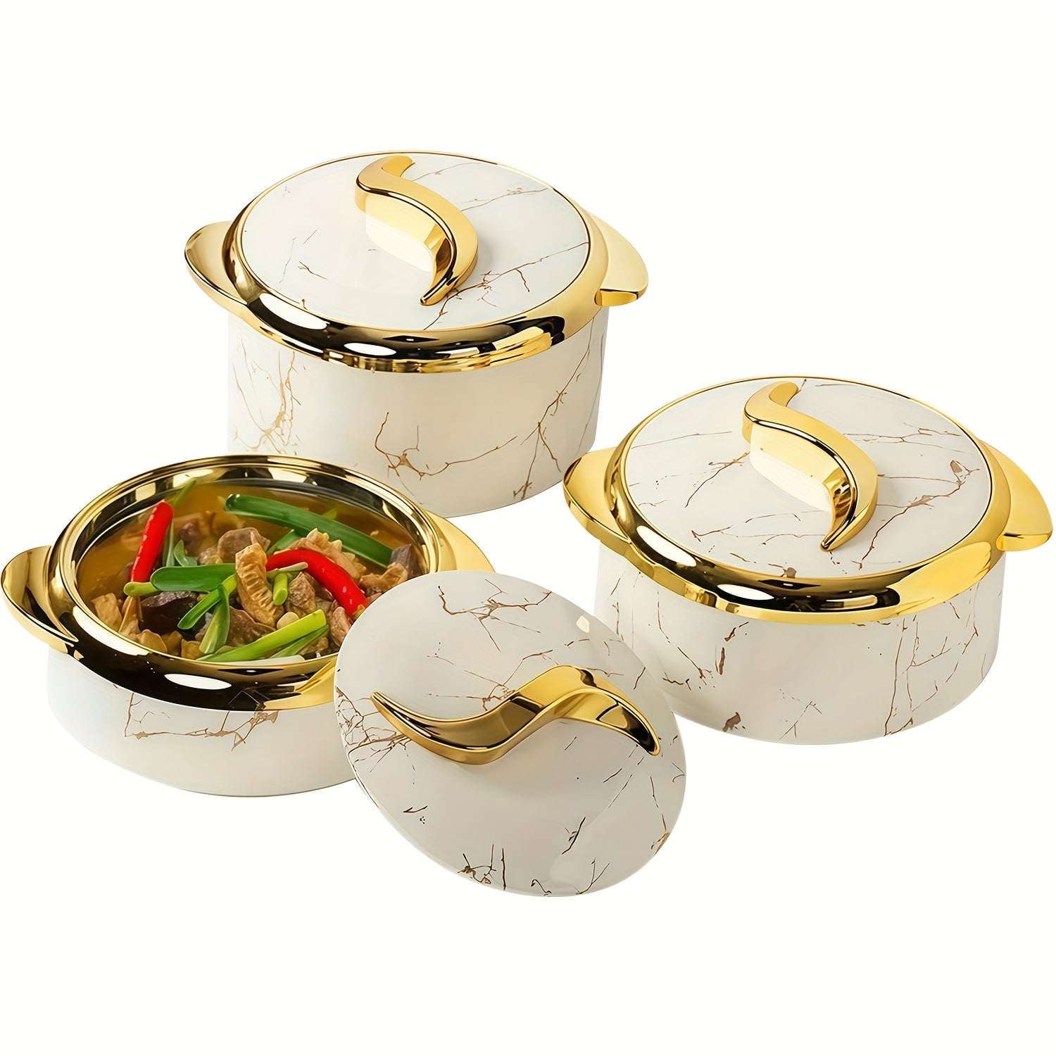 3-Piece Touch Insulated Stainless Steel Food Warmer Set - Buffet ...