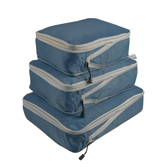 3-Piece Travel Packing Cube Set, Nylon Zipper Compression Organizer ...