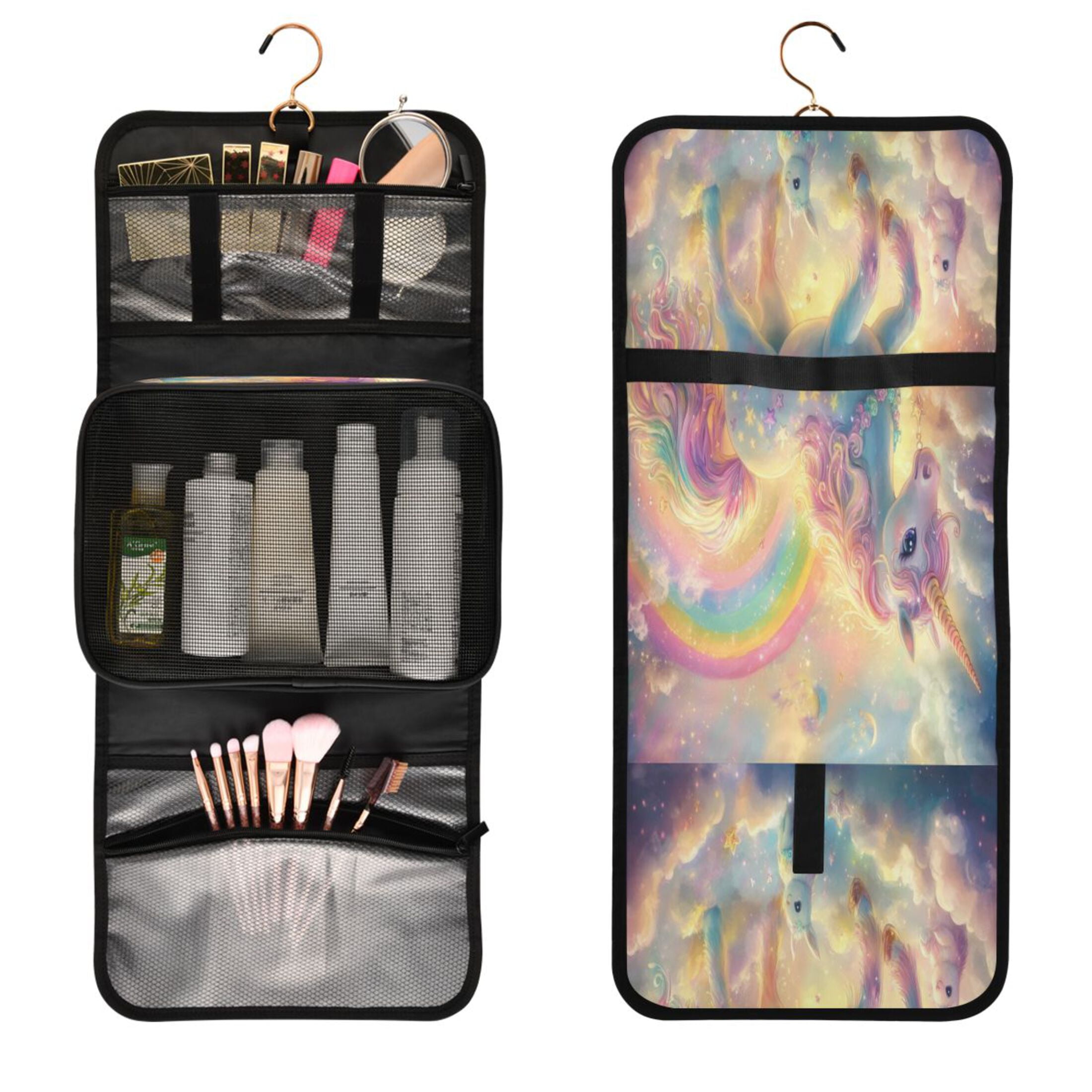 3-Piece Travel Toiletry Set with Cosmetic & Brush Organizer Water ...