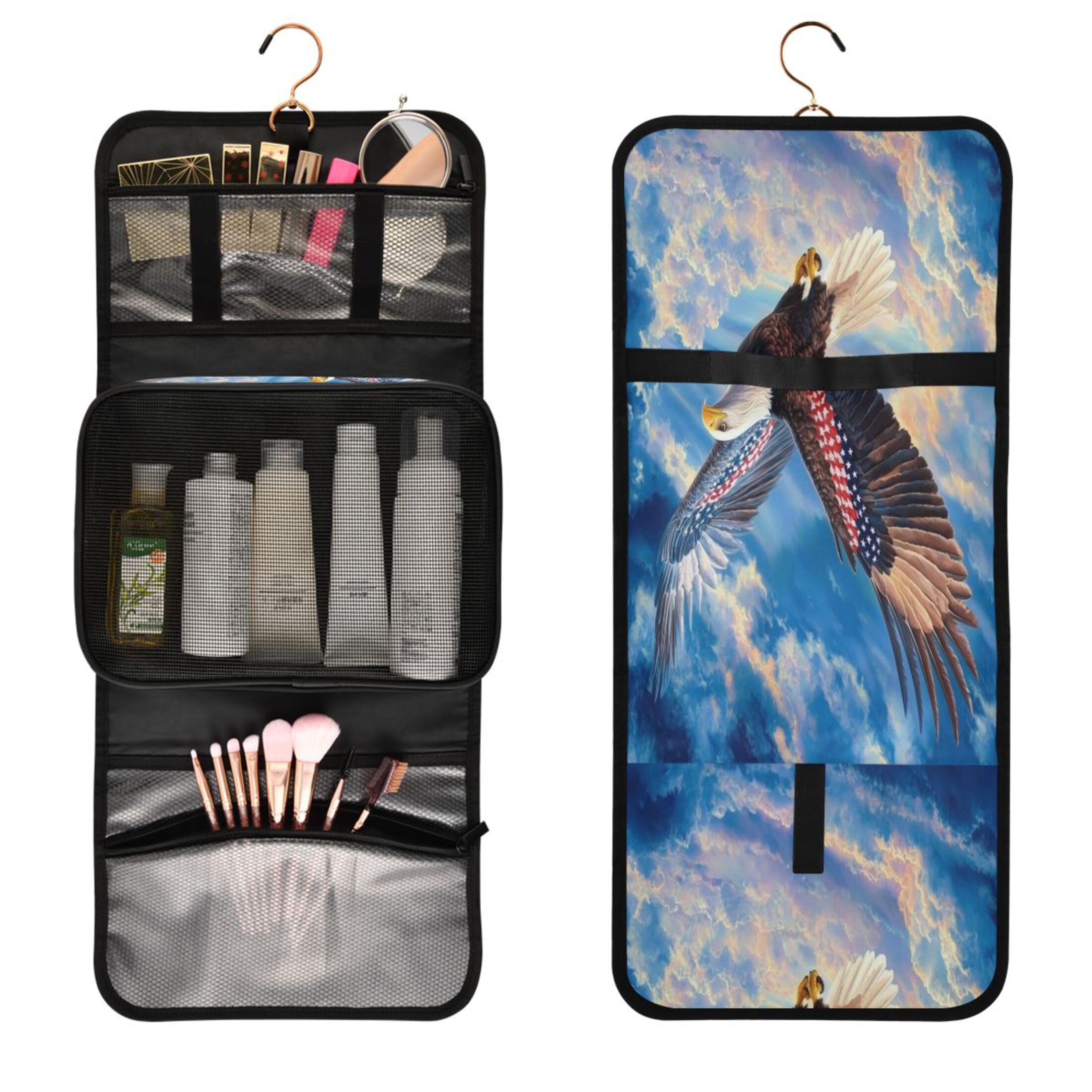 3-Piece Travel Toiletry Set with Cosmetic & Brush Organizer Water ...
