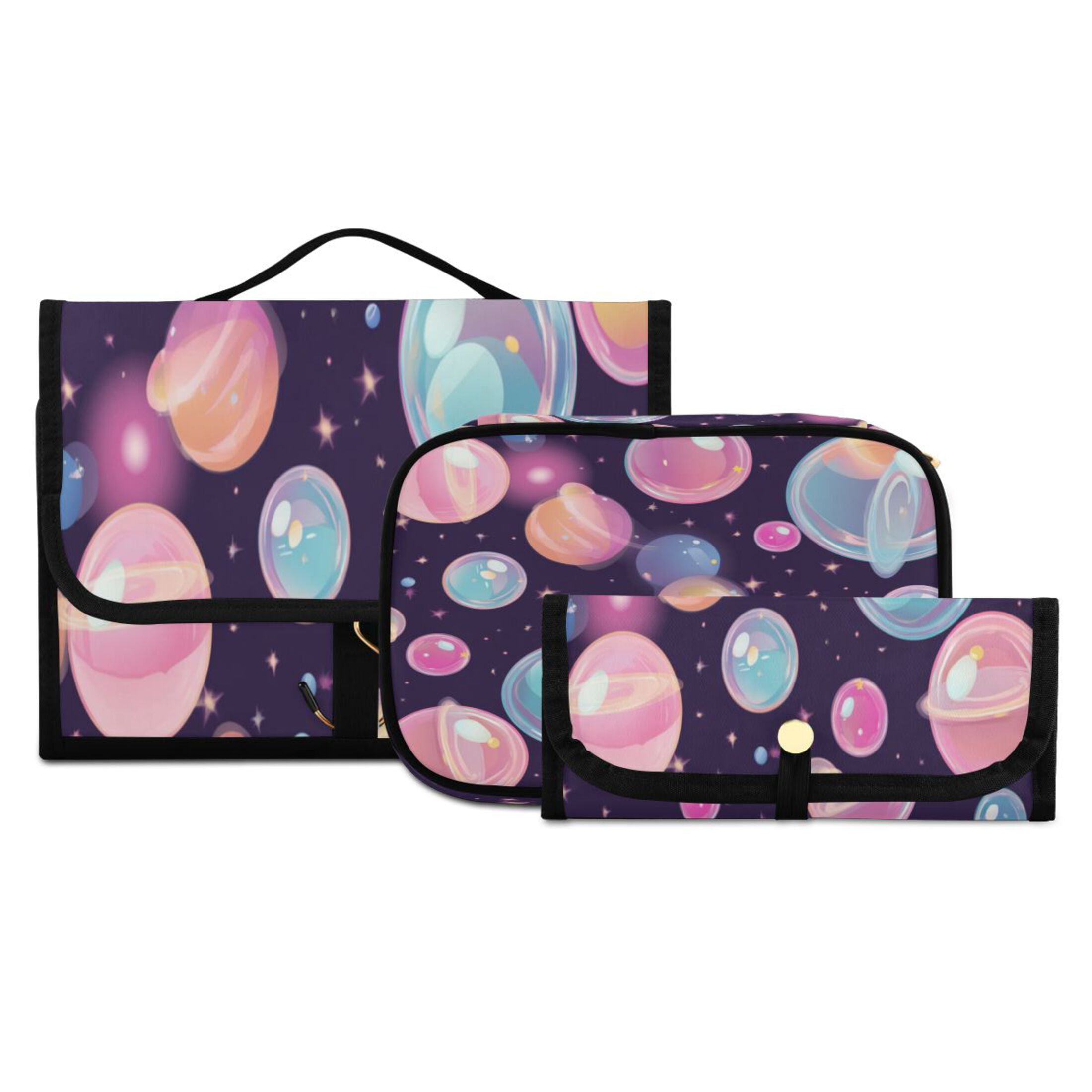3-Piece Travel Toiletry Set with Cosmetic & Brush Organizer Water ...
