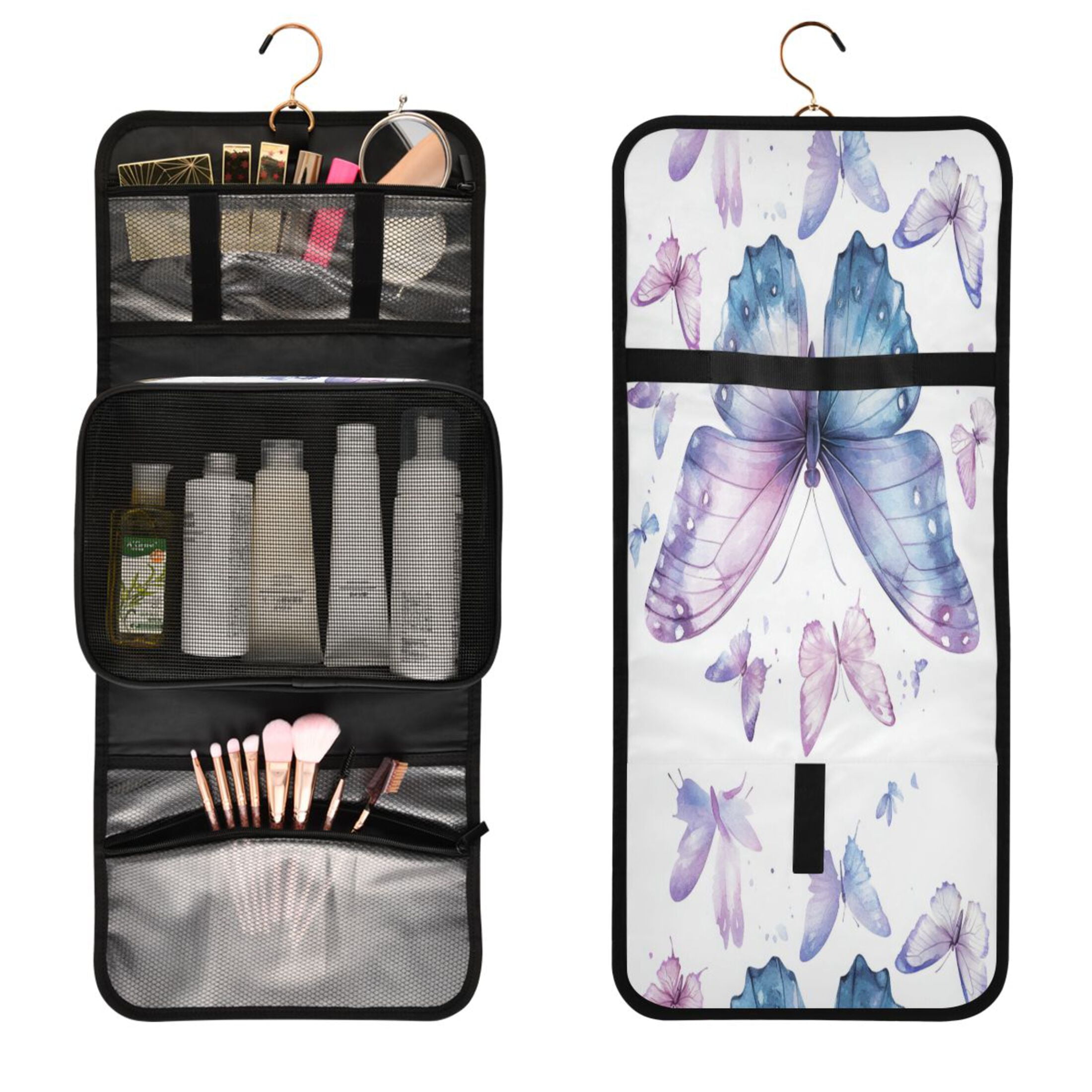 3-Piece Travel Toiletry Set with Cosmetic & Brush Organizer Water ...