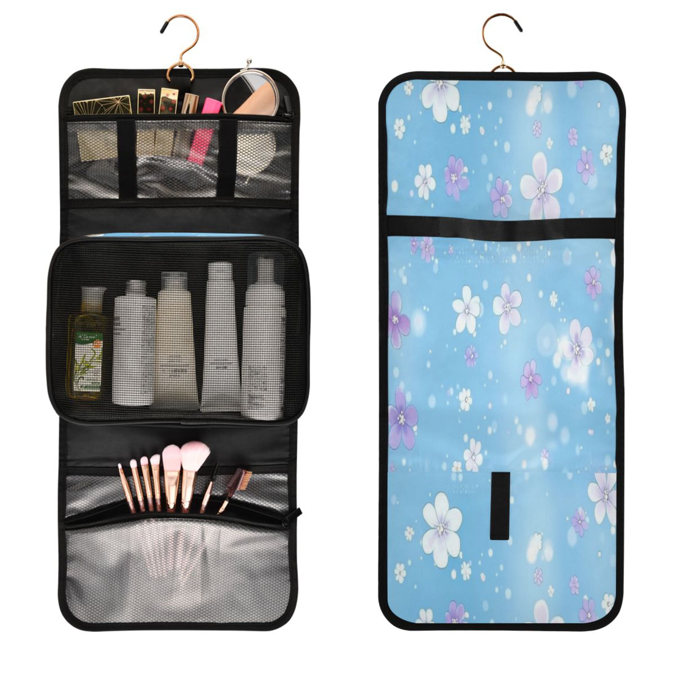 3-Piece Travel Toiletry Set with Cosmetic & Brush Organizer Water ...