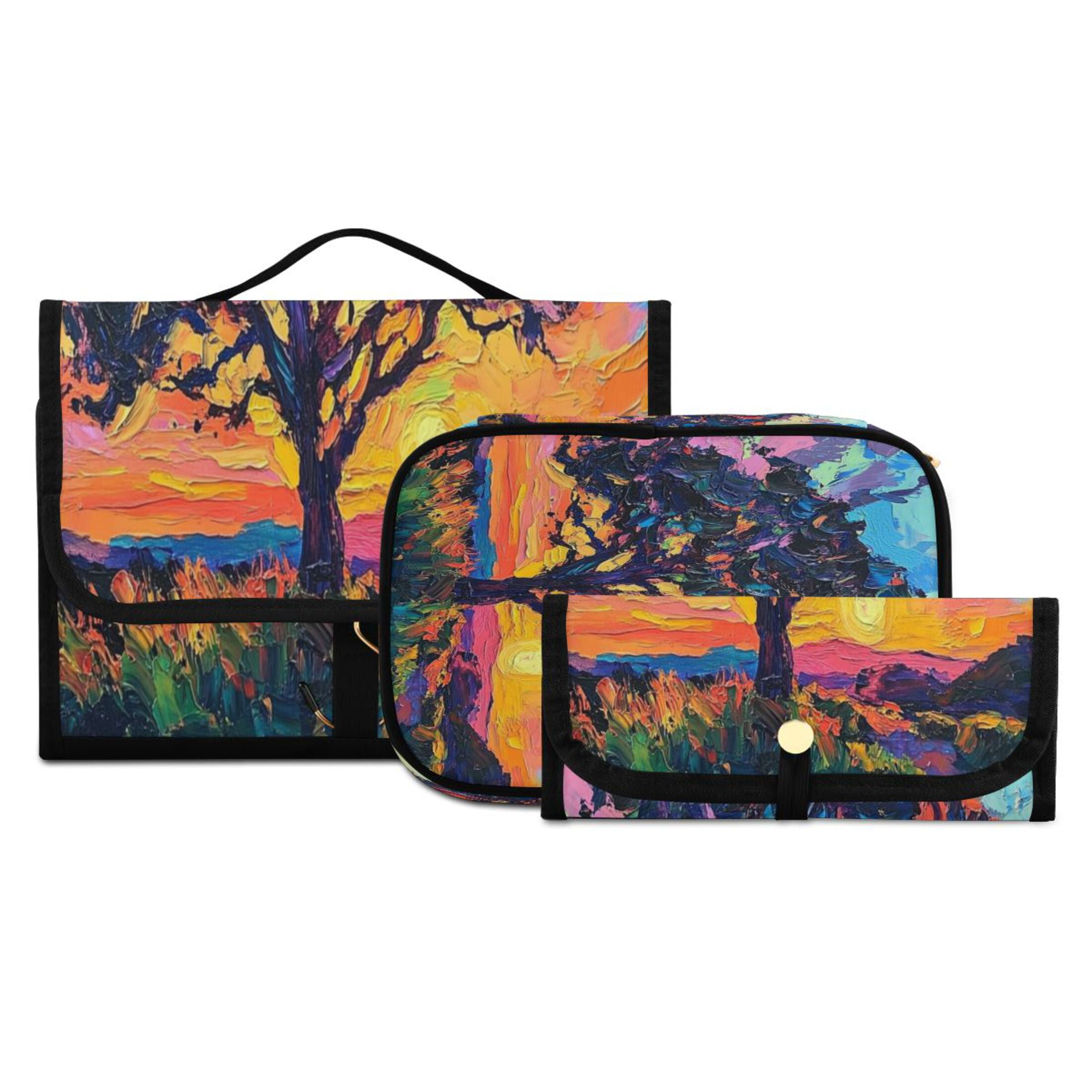 3-Piece Travel Toiletry Set with Cosmetic & Brush Organizer Water ...