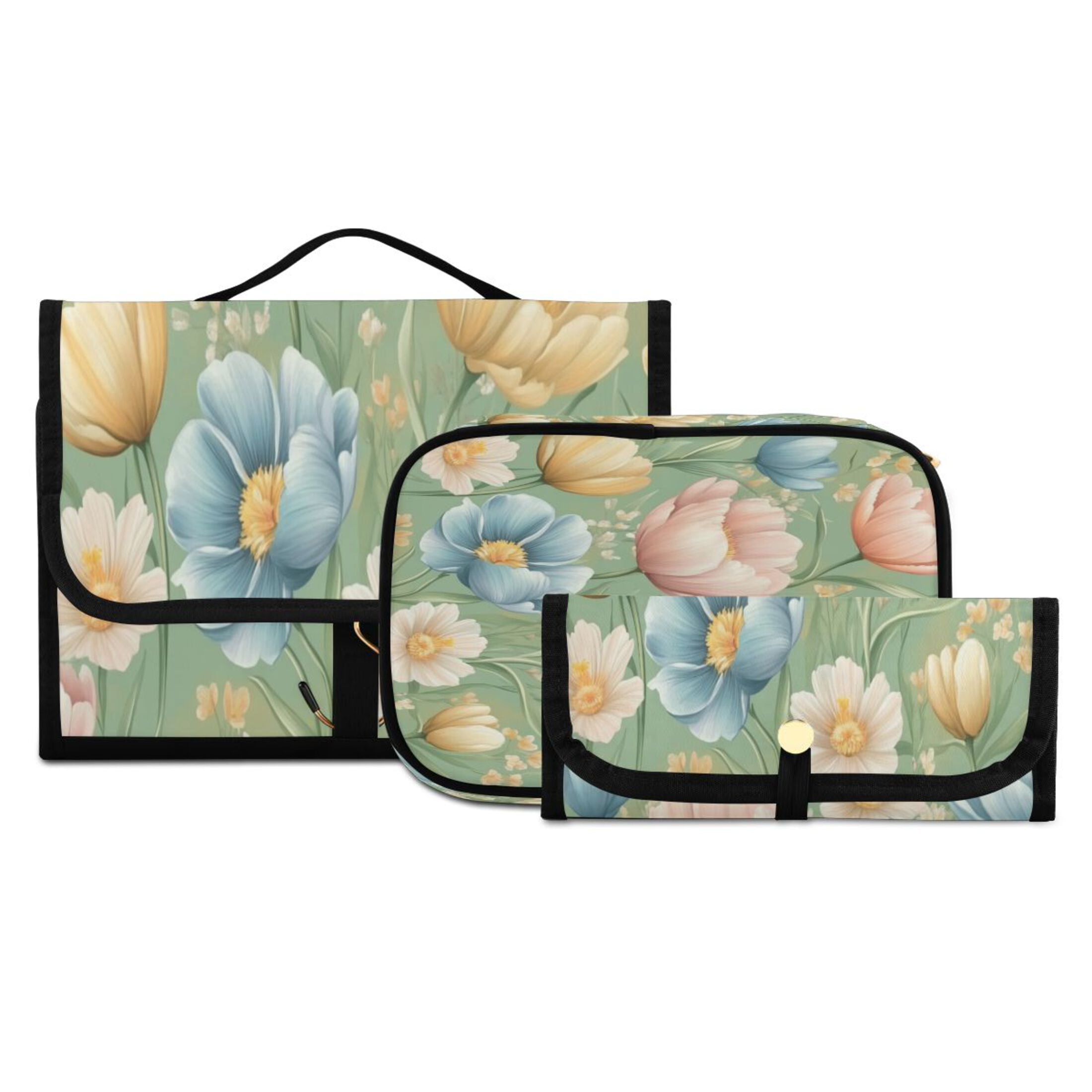 3-Piece Travel Toiletry Set with Cosmetic & Brush Organizer Water ...