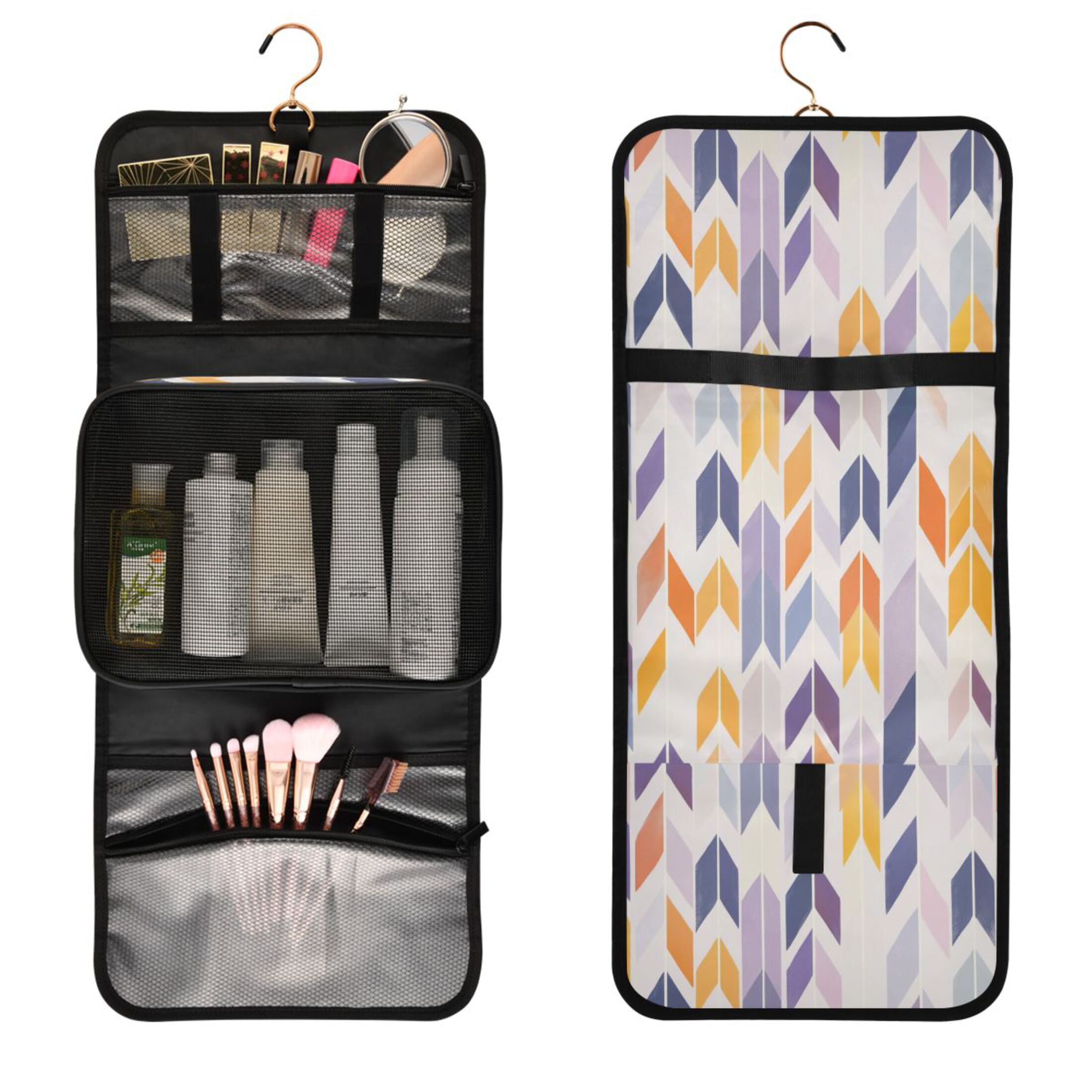 3-Piece Travel Toiletry Set with Cosmetic & Brush Organizer Water ...