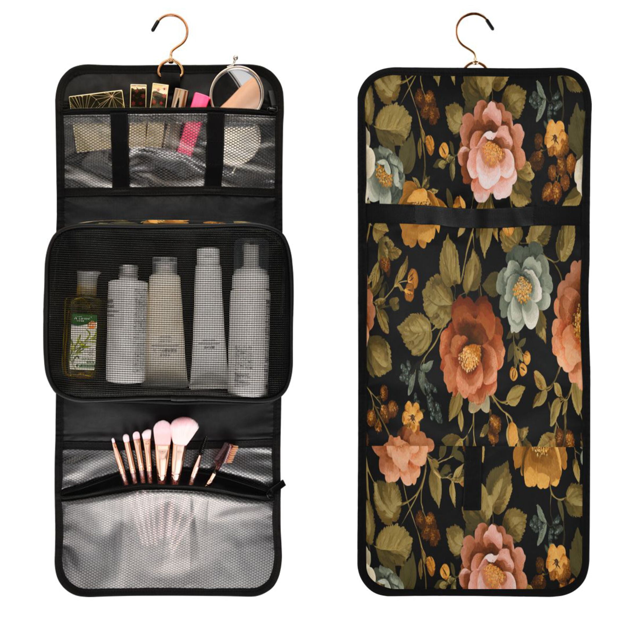 3-Piece Travel Toiletry Set with Cosmetic & Brush Organizer Water ...
