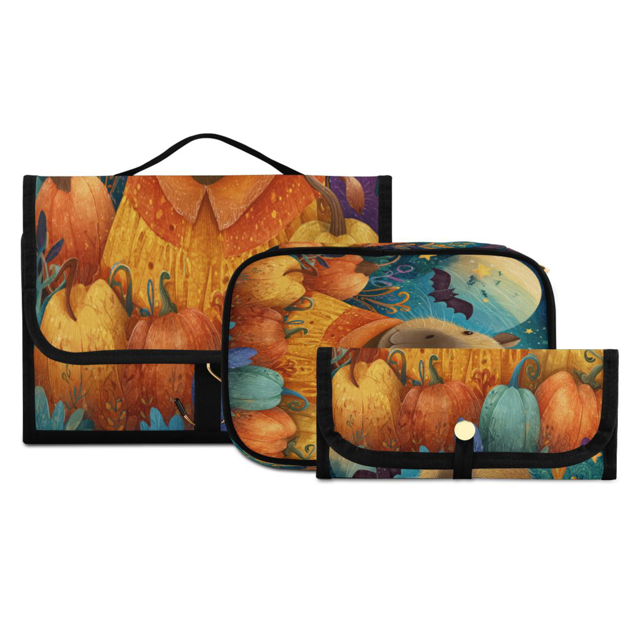 3-Piece Travel Toiletry Set with Hanging Bag Cosmetic Pouch & Brush ...