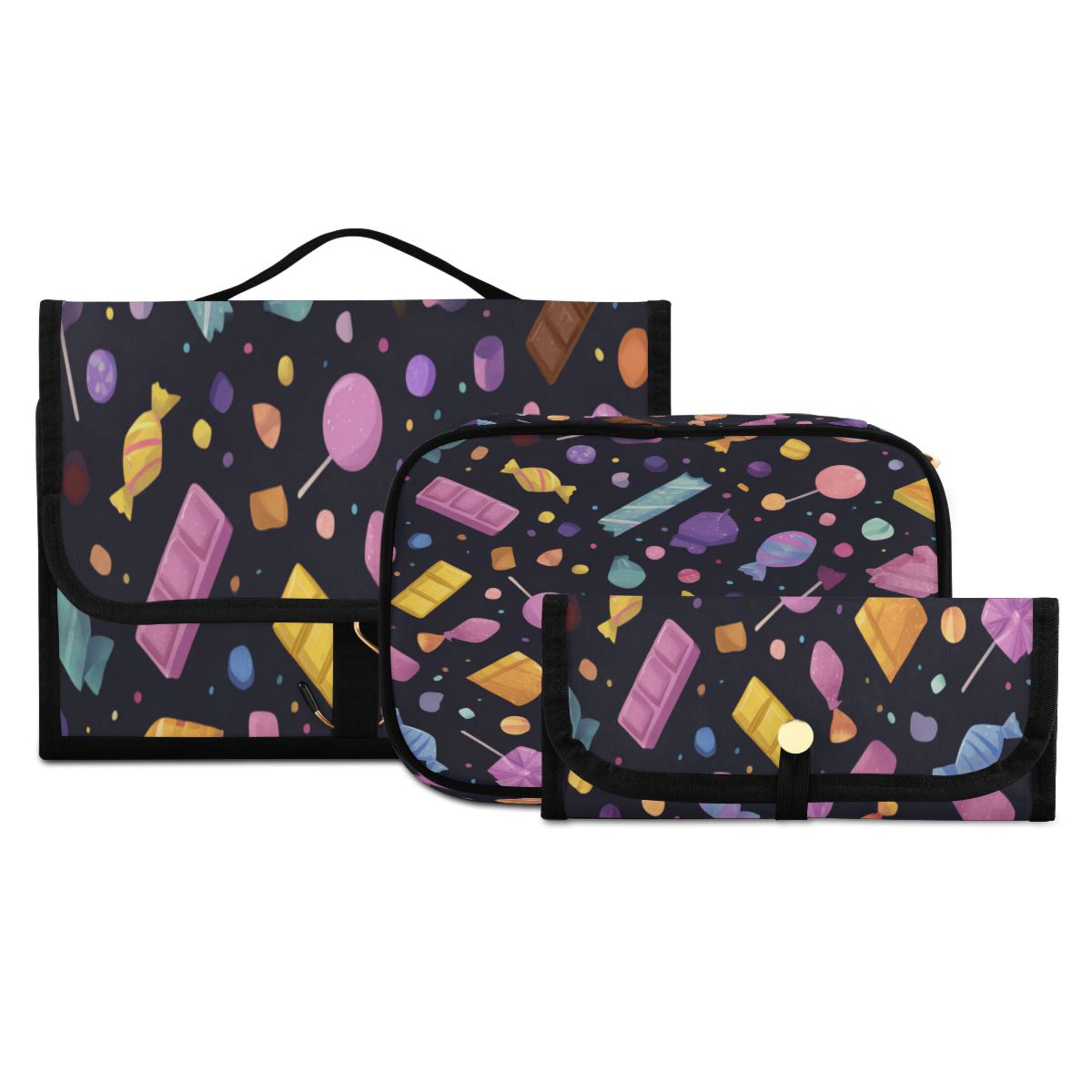 3-Piece Travel Toiletry Set with Hanging Bag Cosmetic Pouch & Brush ...