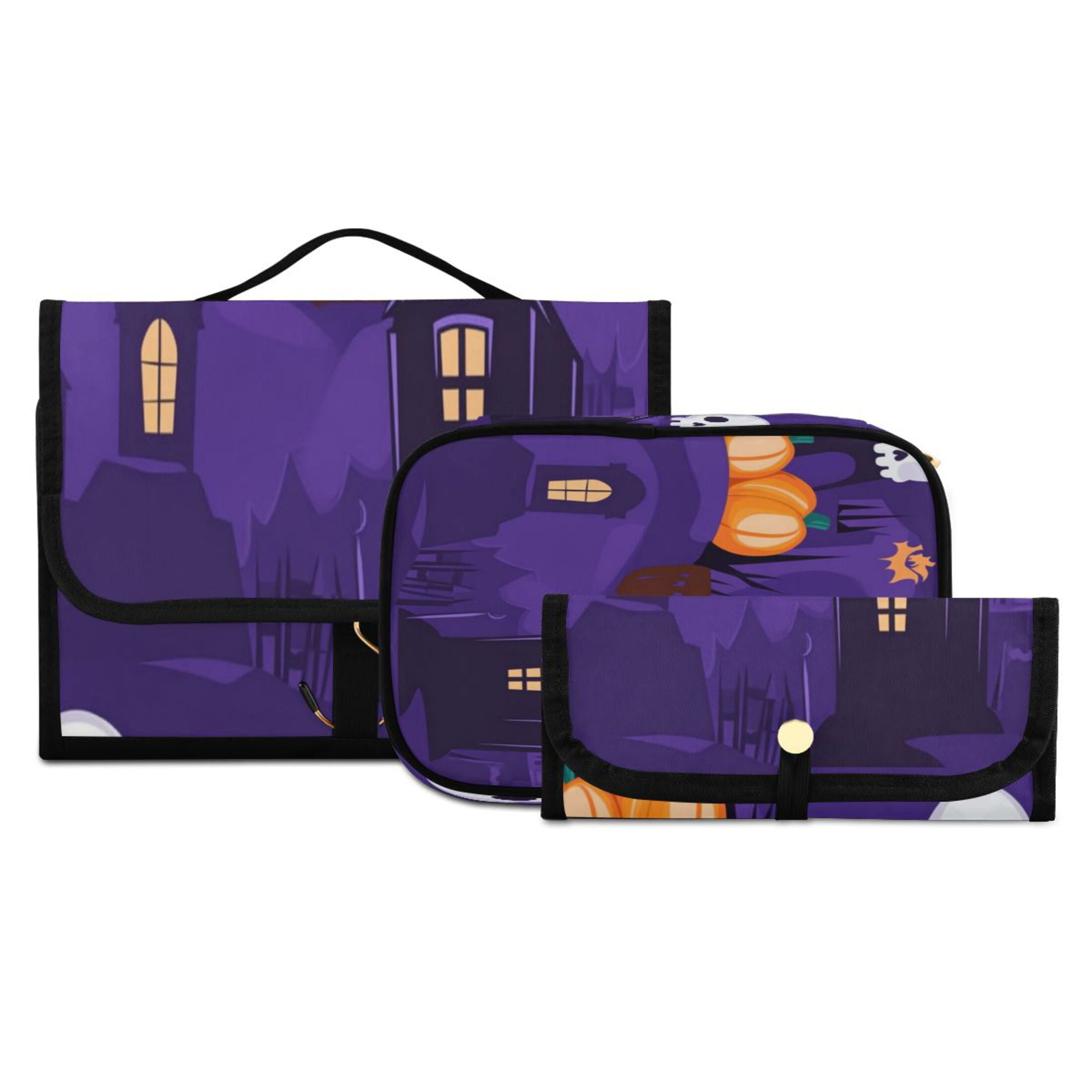 3-Piece Travel Toiletry Set with Hanging Bag Cosmetic Pouch & Brush ...