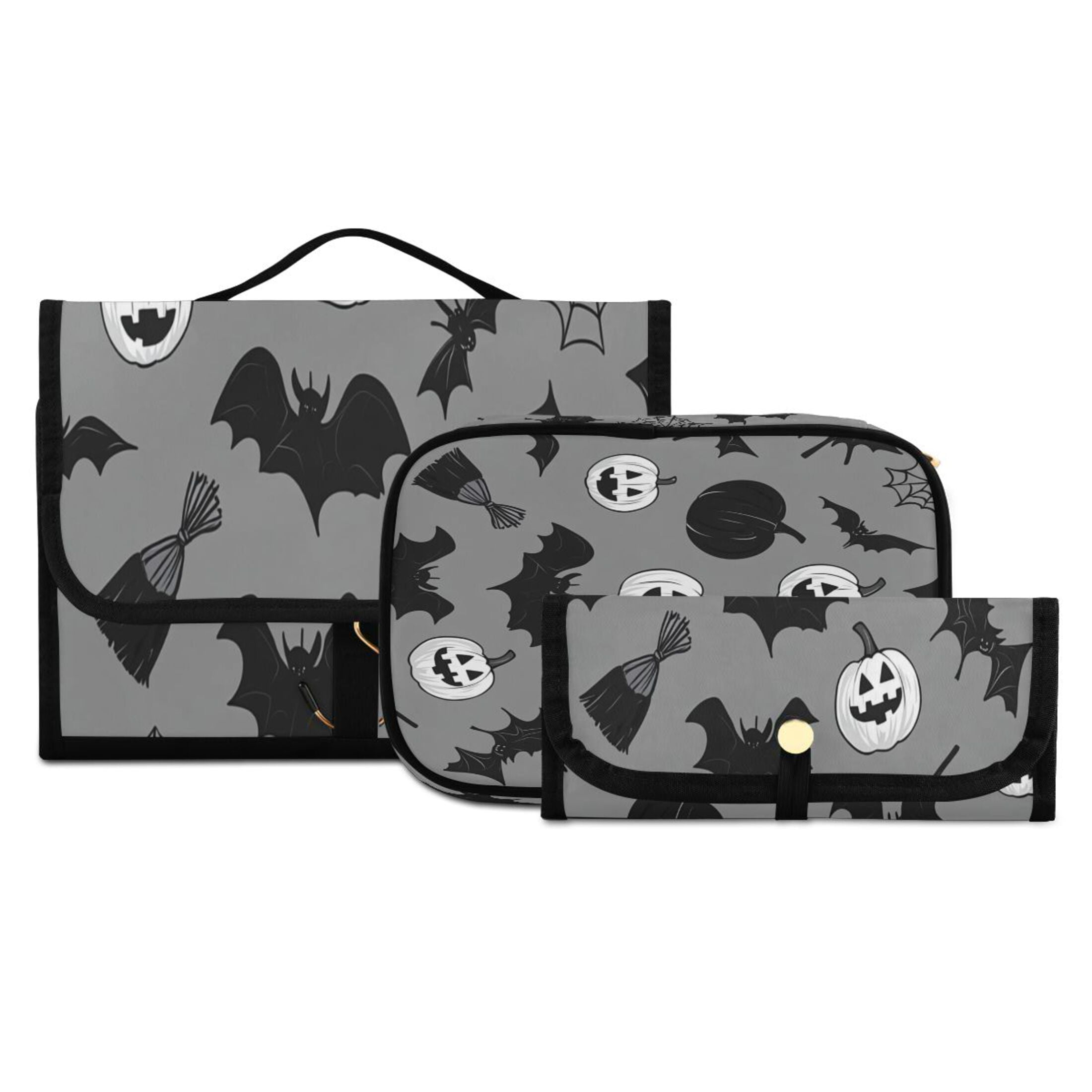 3-Piece Travel Toiletry Set with Hanging Bag Cosmetic Pouch & Brush ...