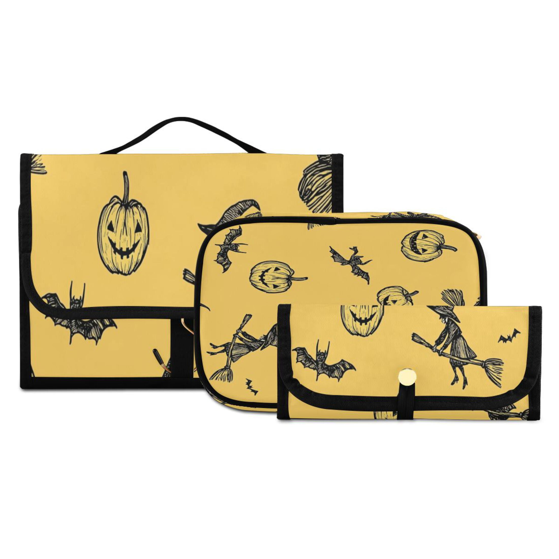 3-Piece Travel Toiletry Set with Hanging Bag Cosmetic Pouch & Brush ...