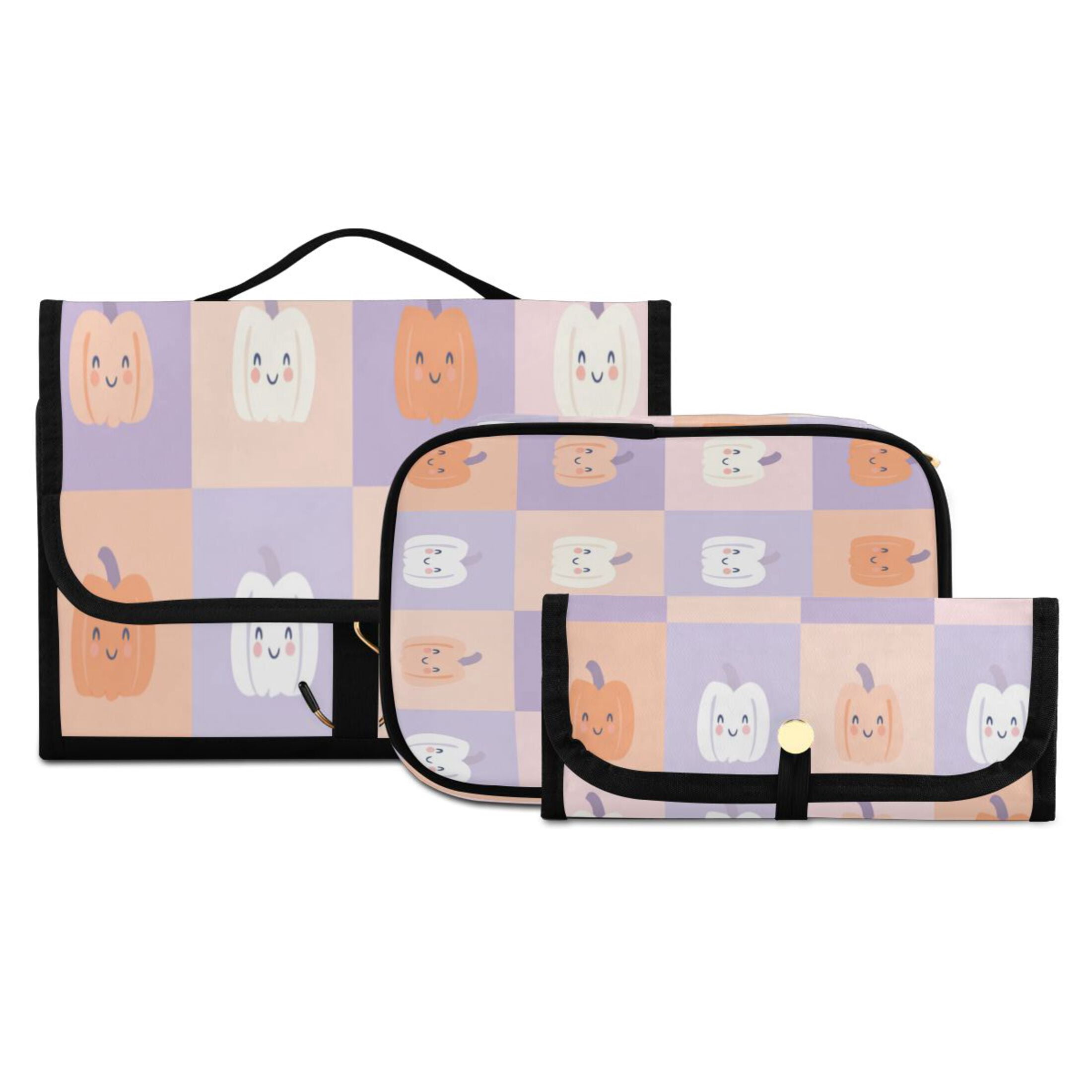 3-Piece Travel Toiletry Set with Hanging Bag Cosmetic Pouch & Brush ...