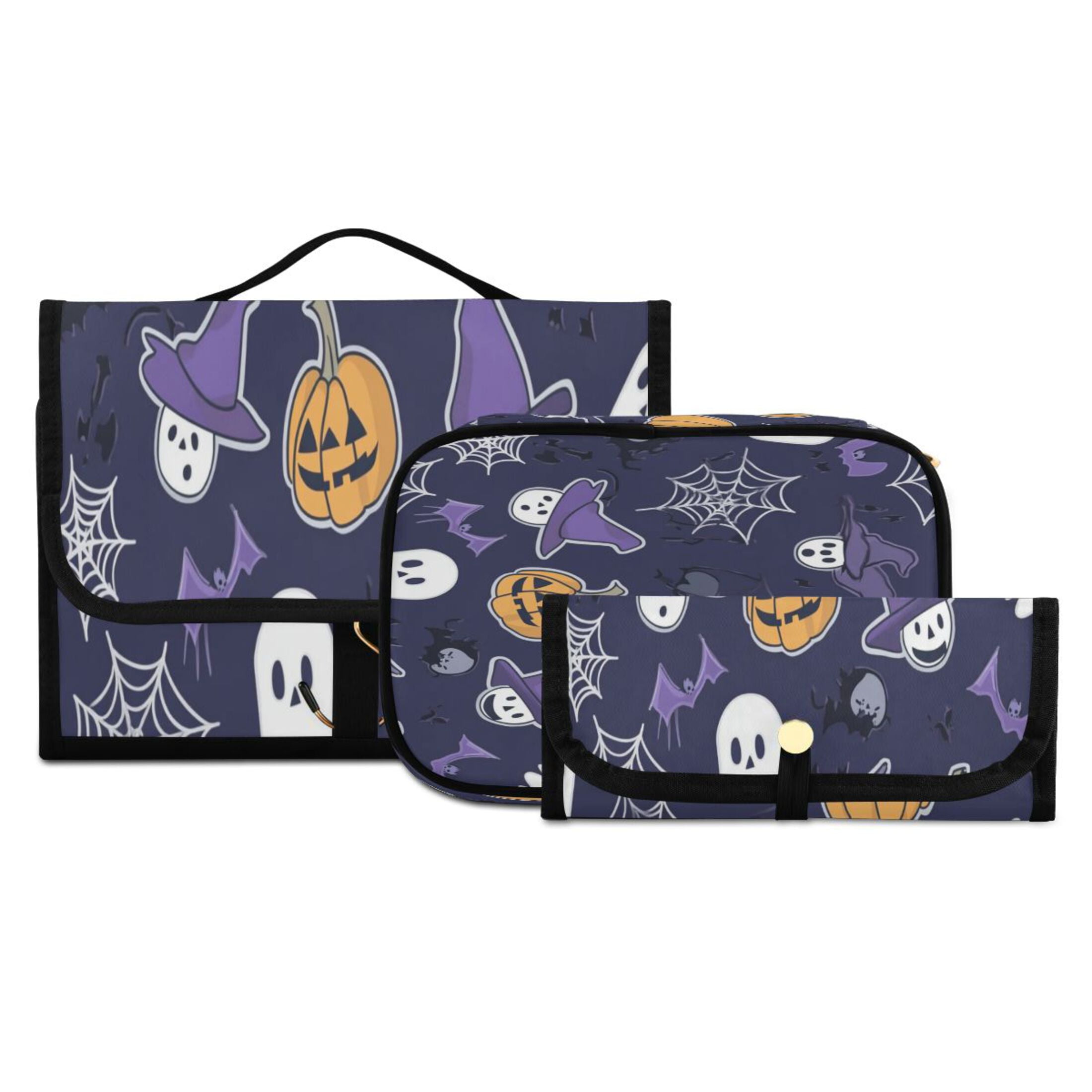 3-Piece Travel Toiletry Set with Hanging Bag Cosmetic Pouch & Brush ...
