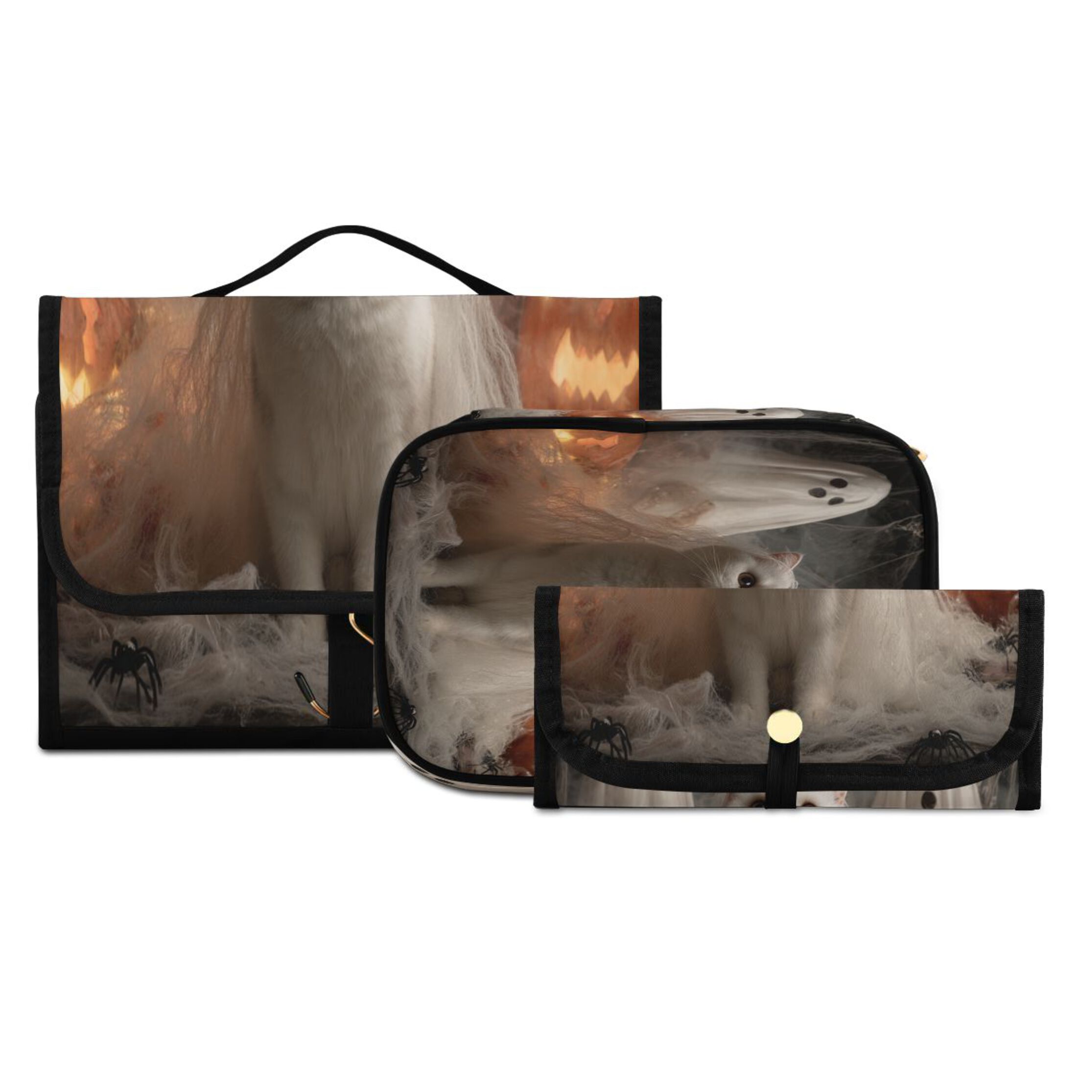 3-Piece Travel Toiletry Set with Hanging Bag Cosmetic Pouch & Brush ...