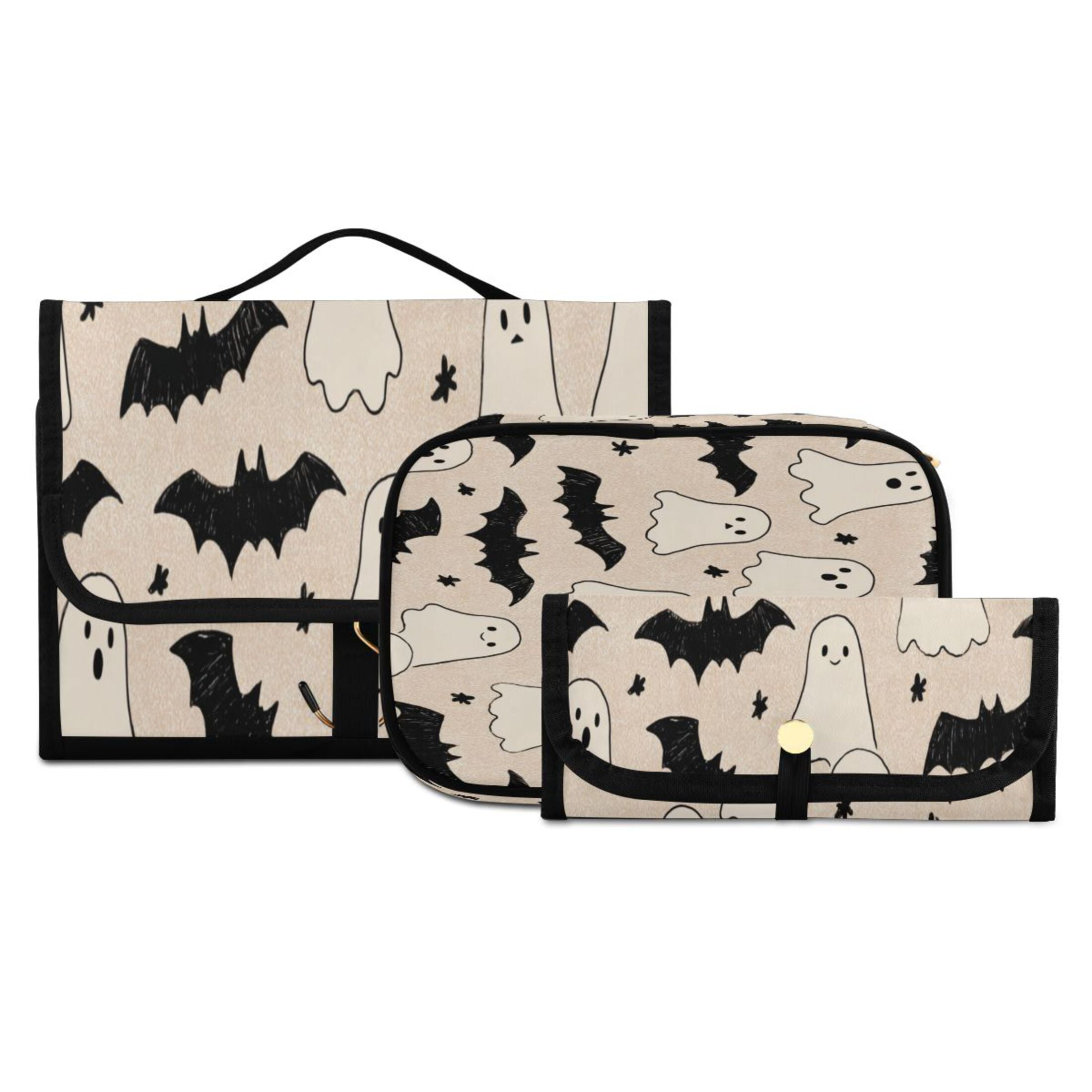 3-Piece Travel Toiletry Set with Hanging Bag Cosmetic Pouch & Brush ...