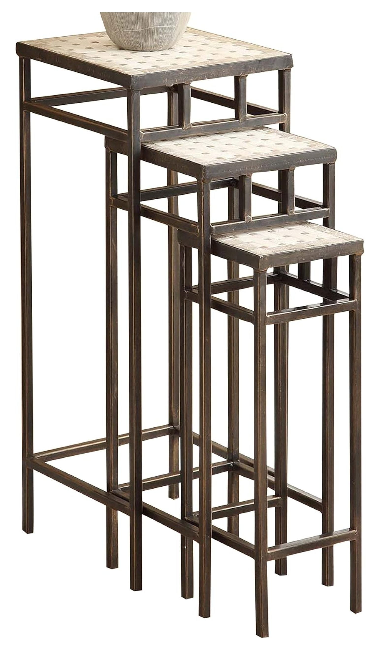 3 Piece Travertine Square Plant Stands - Walmart.com