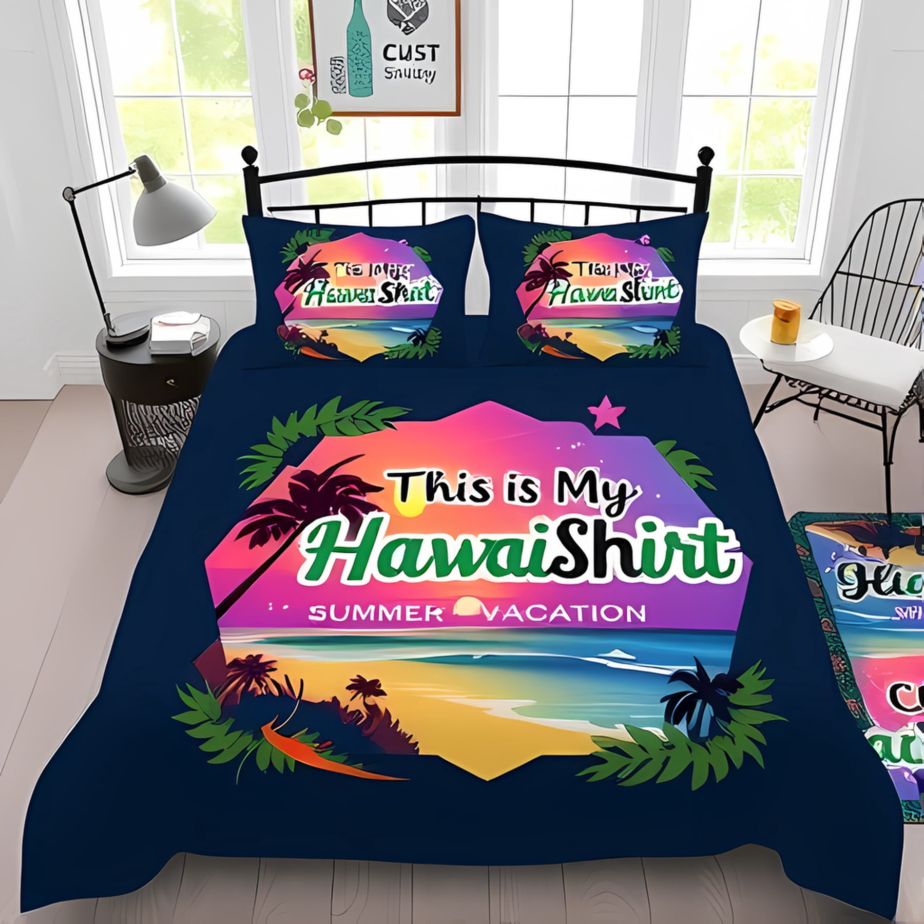3-Piece Tropical Beach Duvet Cover & Pillowcase Set - "This is My ...