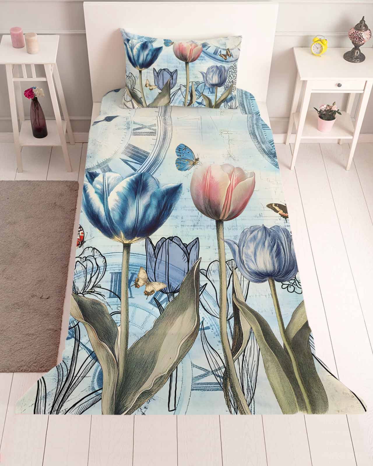 3 Piece Twin Sheet Set Colorful Tulips Sheets Set for Twin Size Bed ...