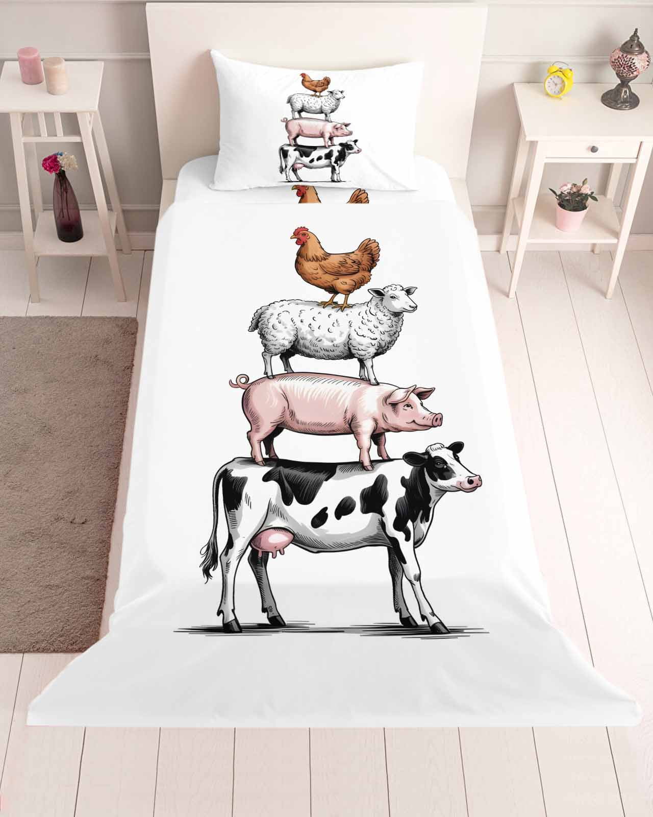 3 Piece Twin Sheet Set Farm Animals Sheets Set for Twin Size Bed ...