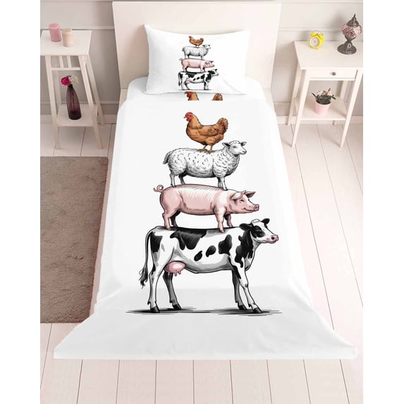 3 Piece Twin Sheet Set Farm Animals Sheets Set for Twin Size Bed ...