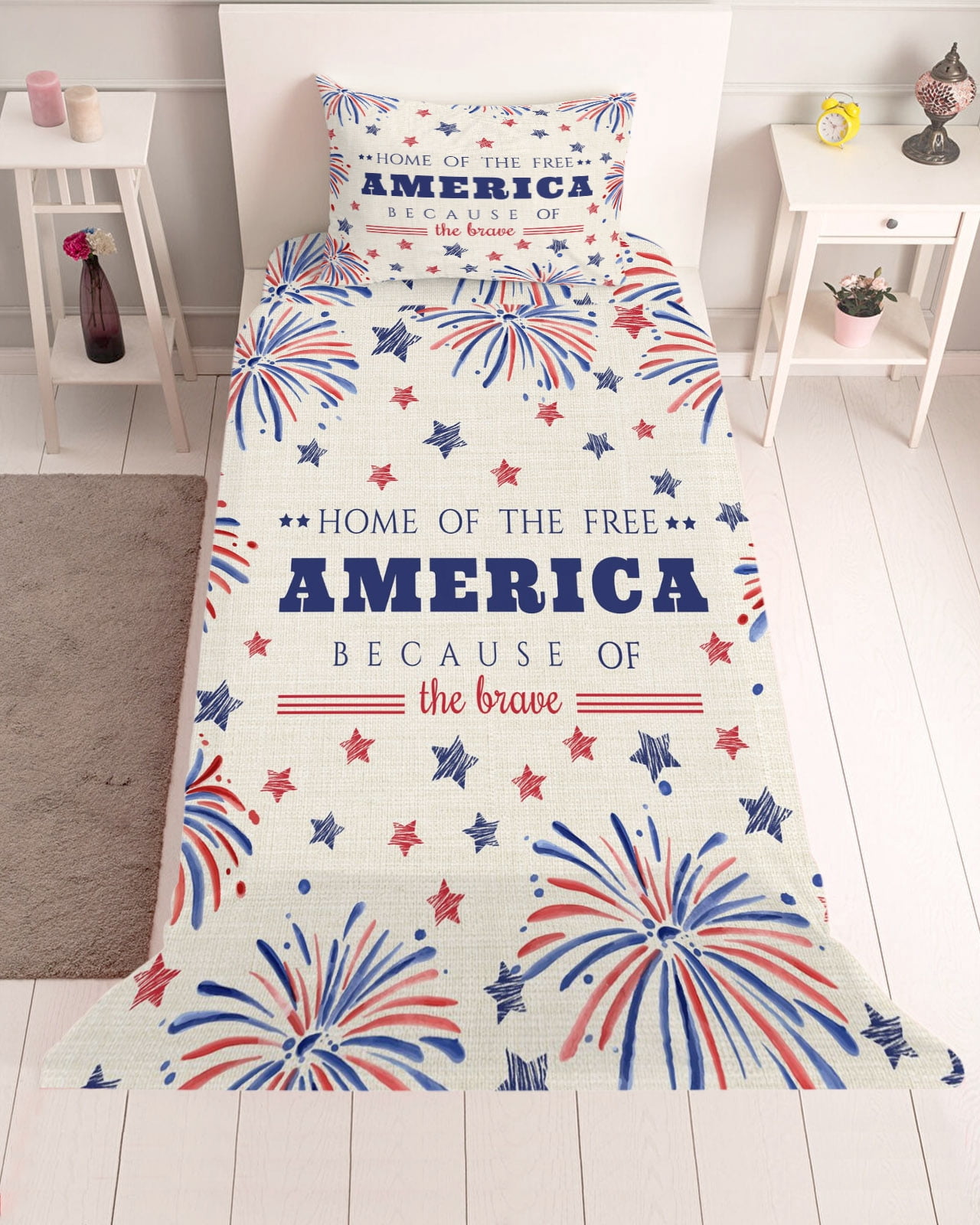 3 Piece Twin Sheet Set Independence Day Sheets Set for Twin Size Bed ...