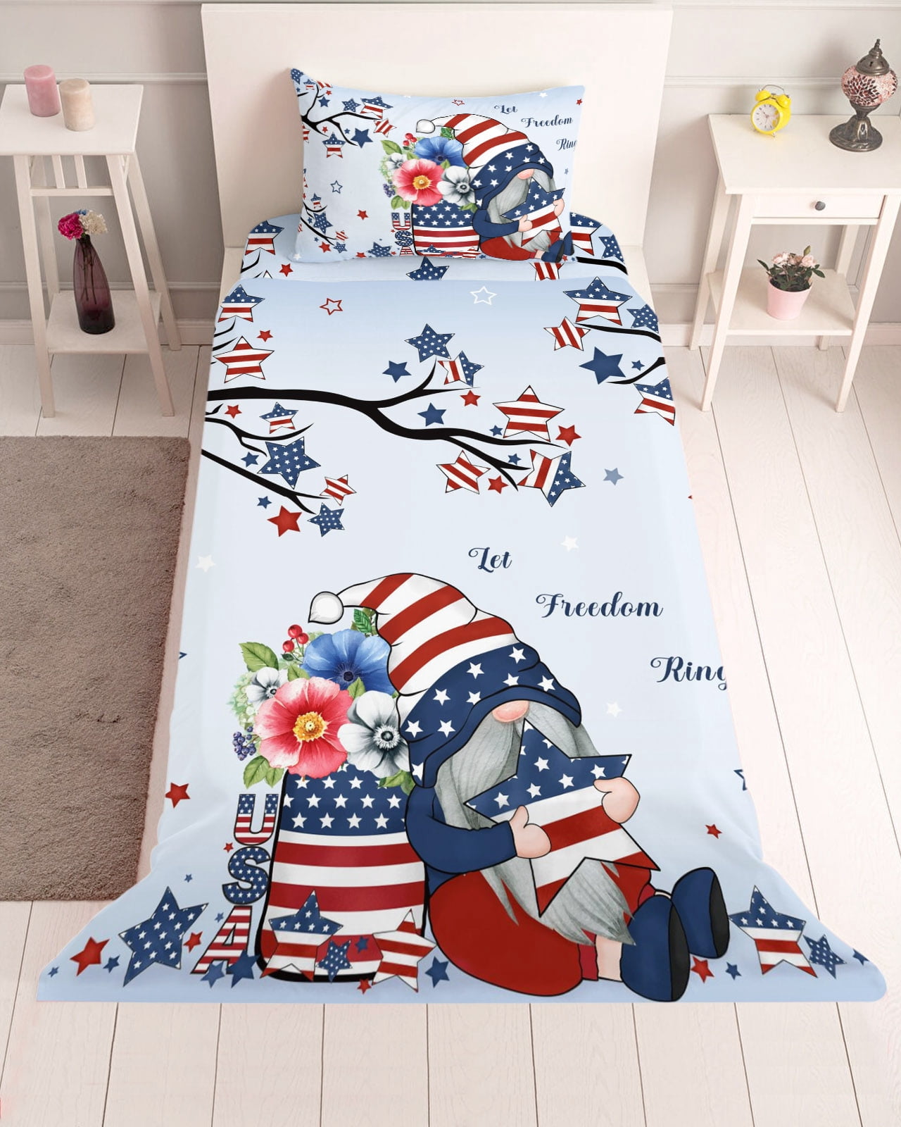 3 Piece Twin Sheet Set Independence Day Sheets Set for Twin Size Bed ...
