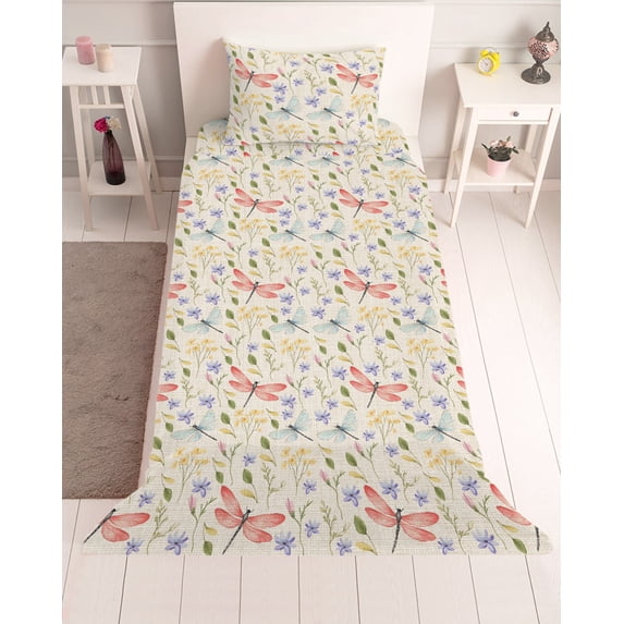 3 Piece Twin Sheet Set Red Dragonfly Sheets Set for Twin Size Bed ...