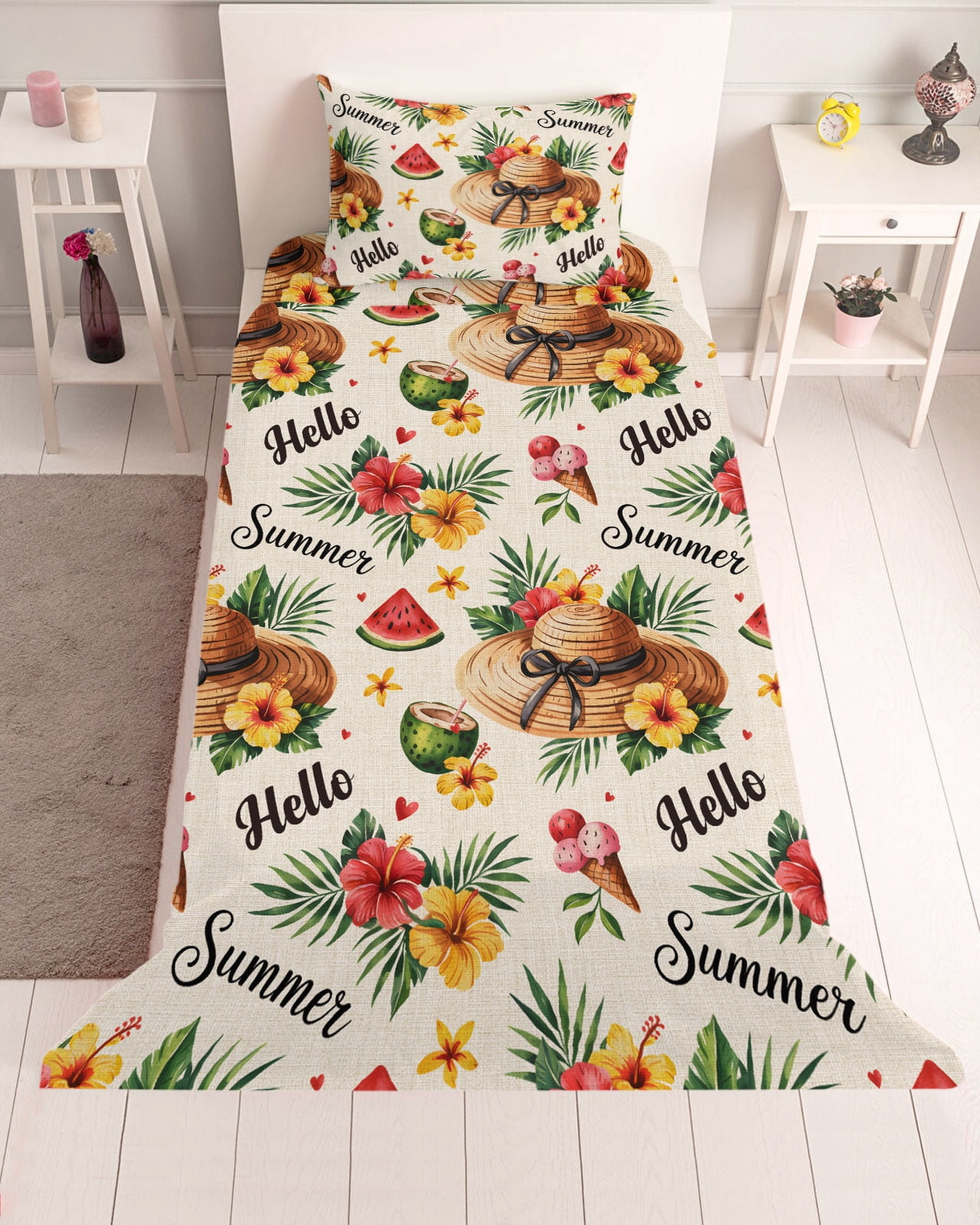3 Piece Twin Sheet Set Summer Beach Sheets Set for Twin Size Bed ...