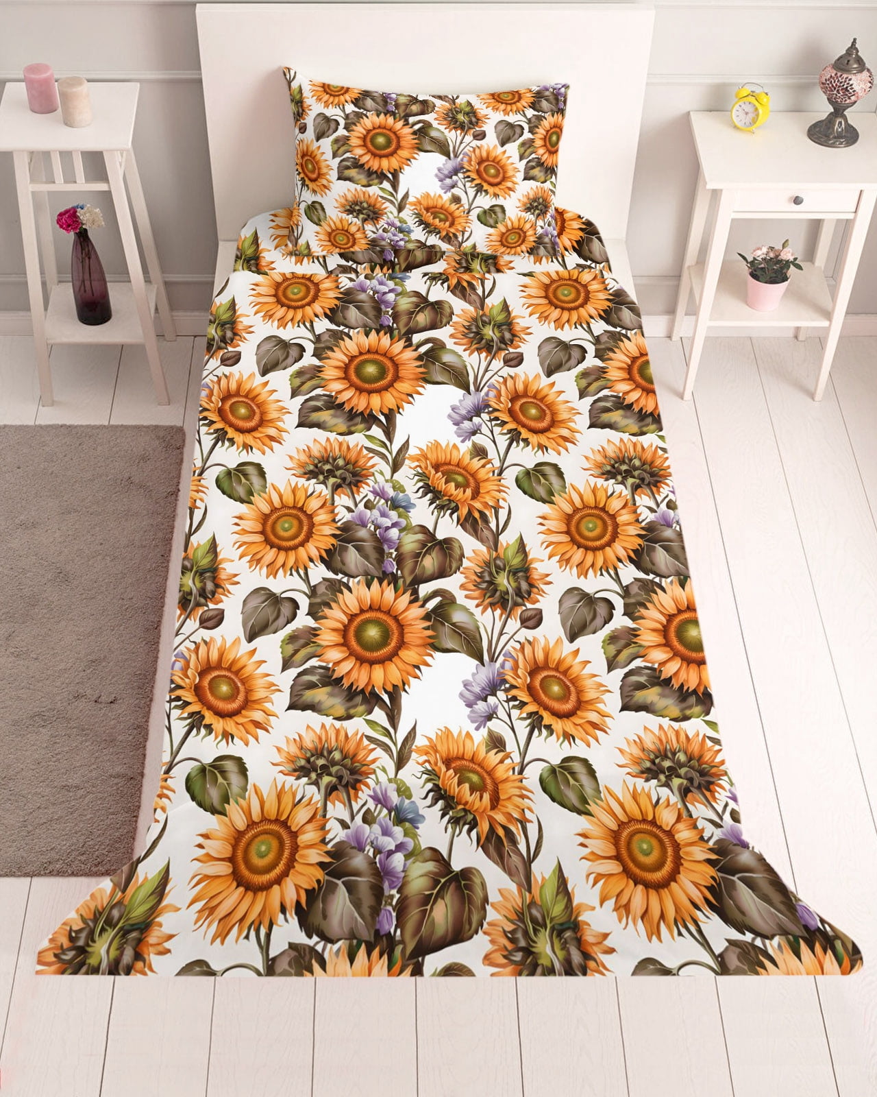 3 Piece Twin Sheet Set Sunflower Rustic Sheets Set for Twin Size Bed ...