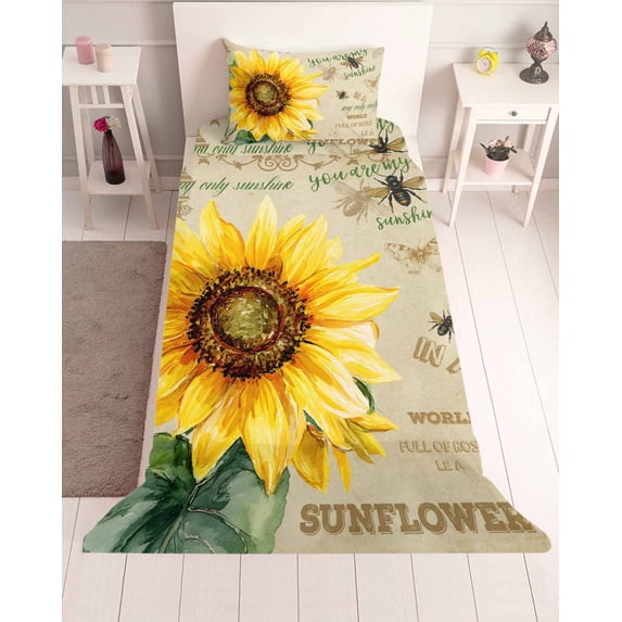 3 Piece Twin Sheet Set Vintage Sunflower Sheets Set for Twin Size Bed ...