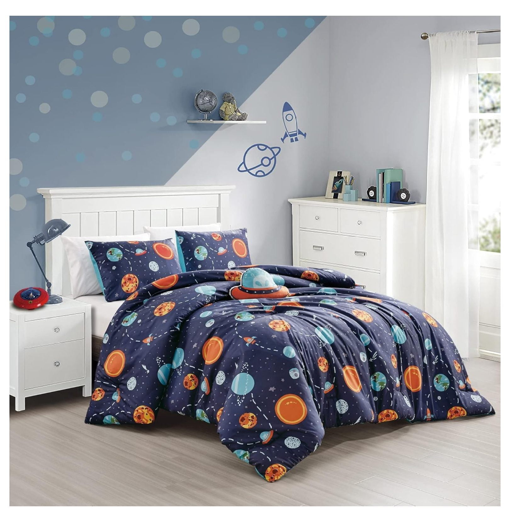 3-Piece UFO Aliens Twin Boys Bedding Sets - Soft Microfiber Multi-Color ...