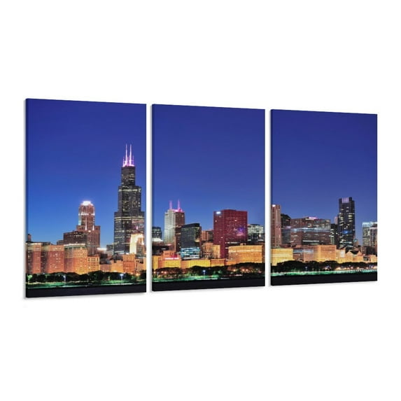3 Piece USA Chicago Canvas Wall Art For Living Room Wall Decorations ...